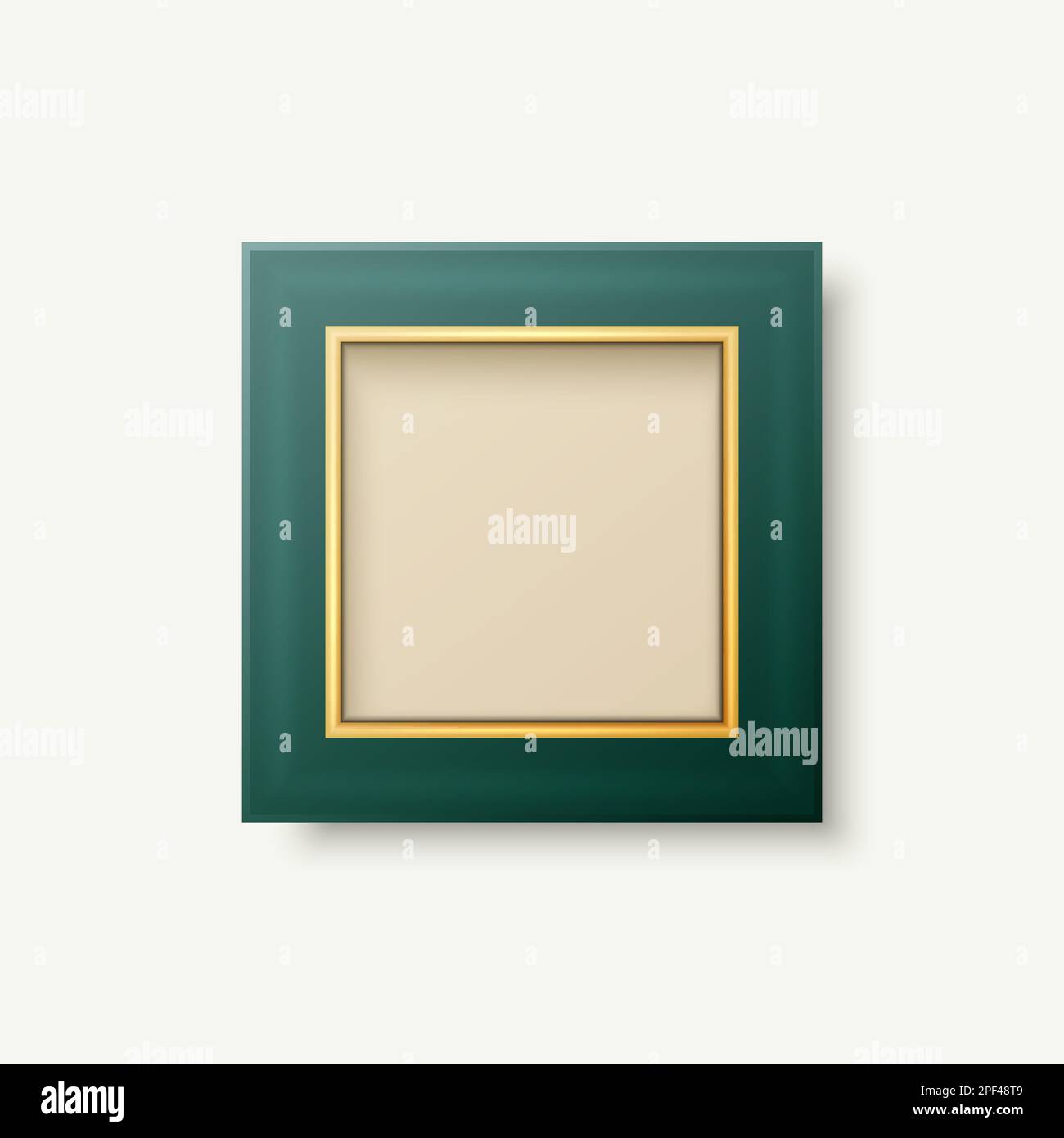 Vector 3d Realistic Green and Golden Decorative Vintage Frame, Border ...