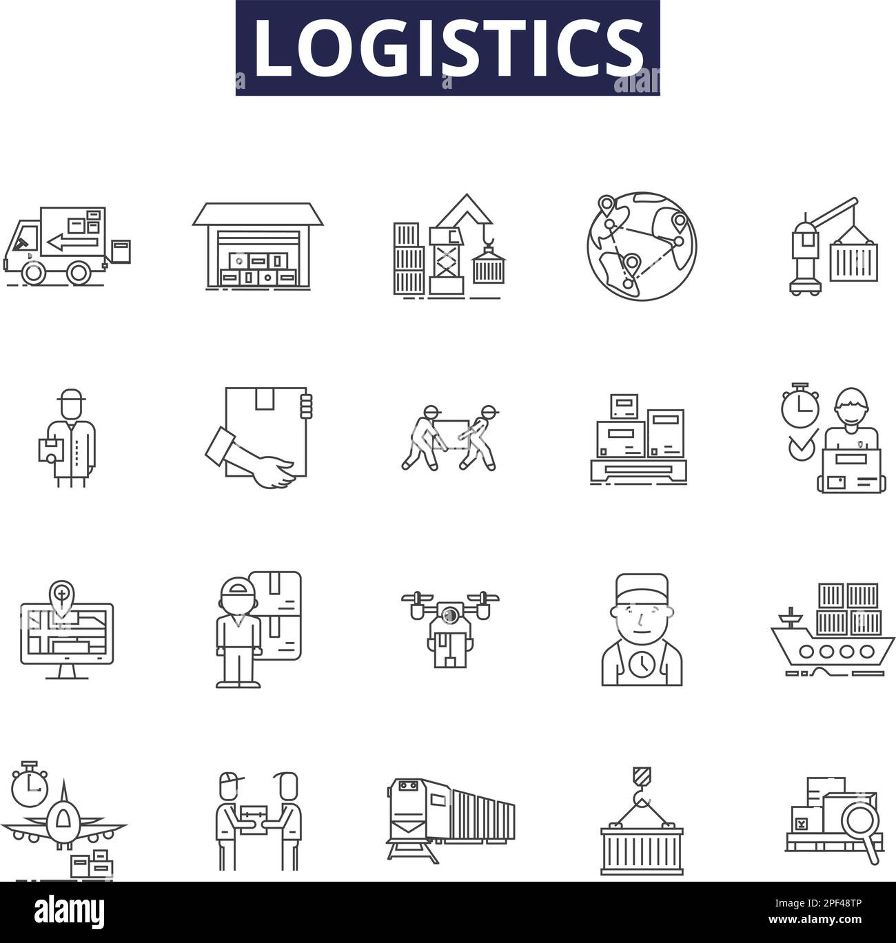 Logistics line vector icons and signs. Logistics, Delivery, Freight, Transport, Fleet ...