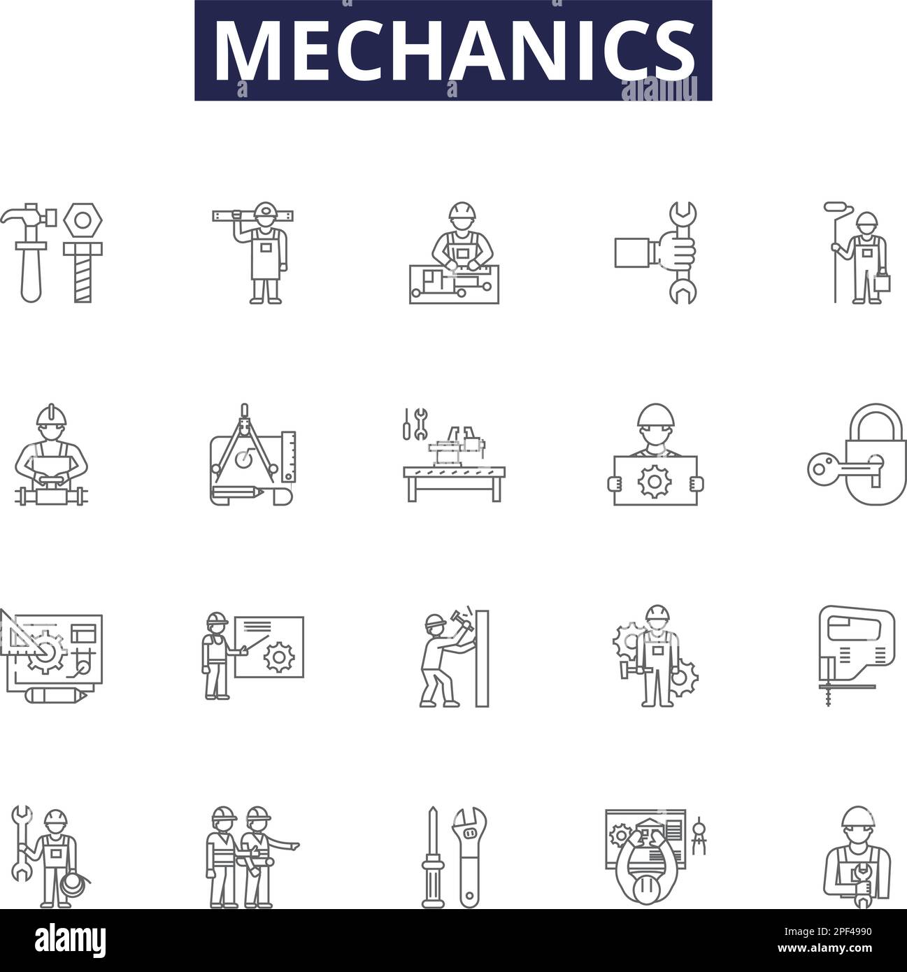 Mechanics line vector icons and signs. Repair, Maintenance, System ...