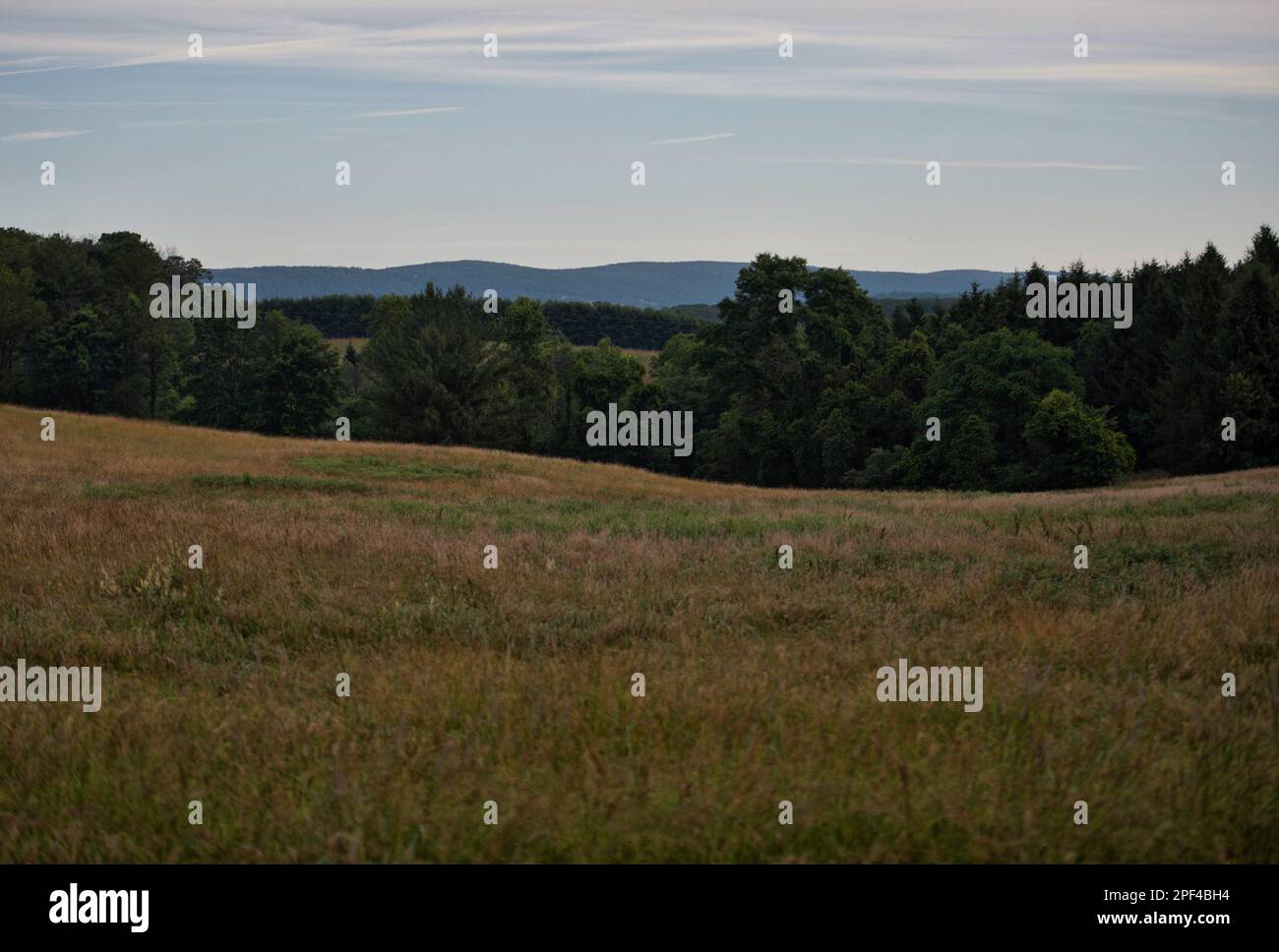 UNITED STATES - June 12, 2019: Open pasture land near the village of ...