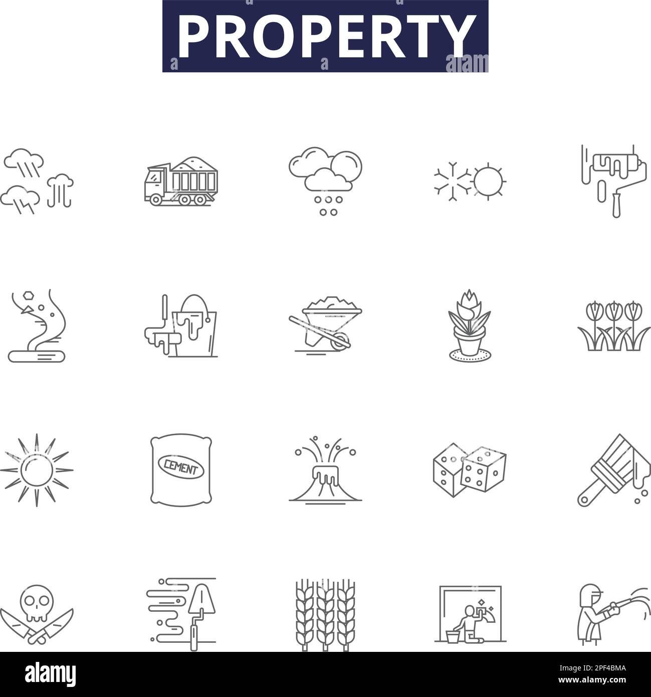 Property line vector icons and signs. Land, Estate, Possession ... Property line vector icons and signs. Land, Estate, Possession ...