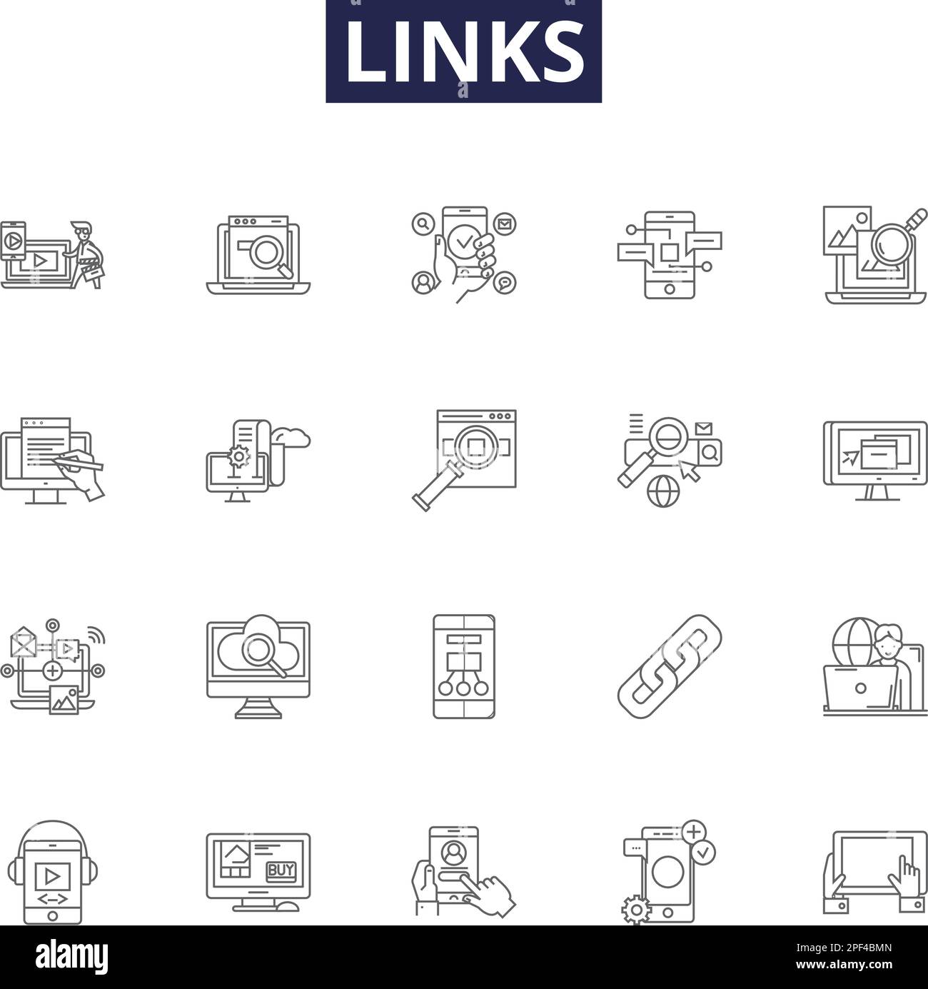 Links line vector icons and signs. Connections, Networking, Association ...