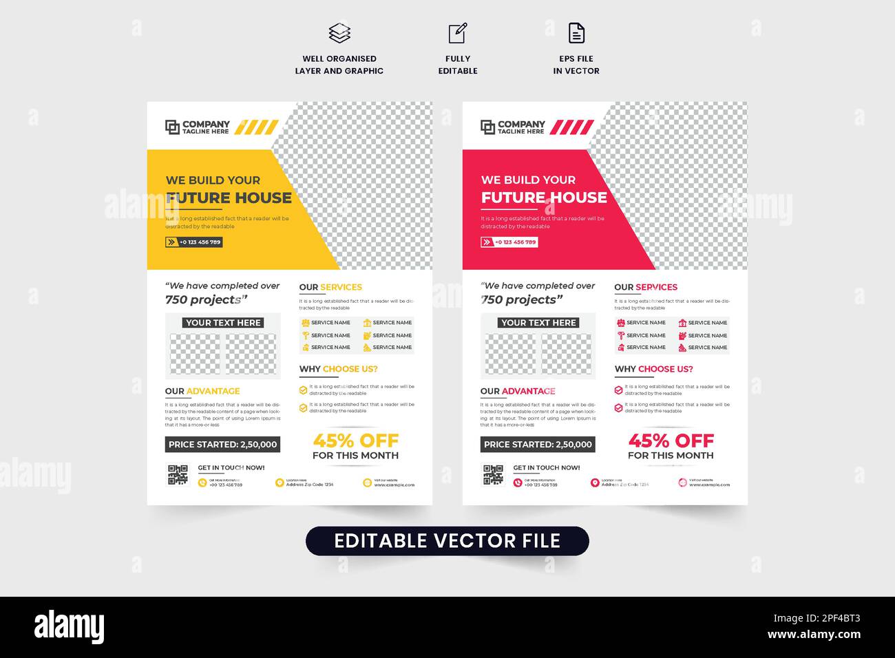 Home construction and renovation service promotional poster and flyer ...