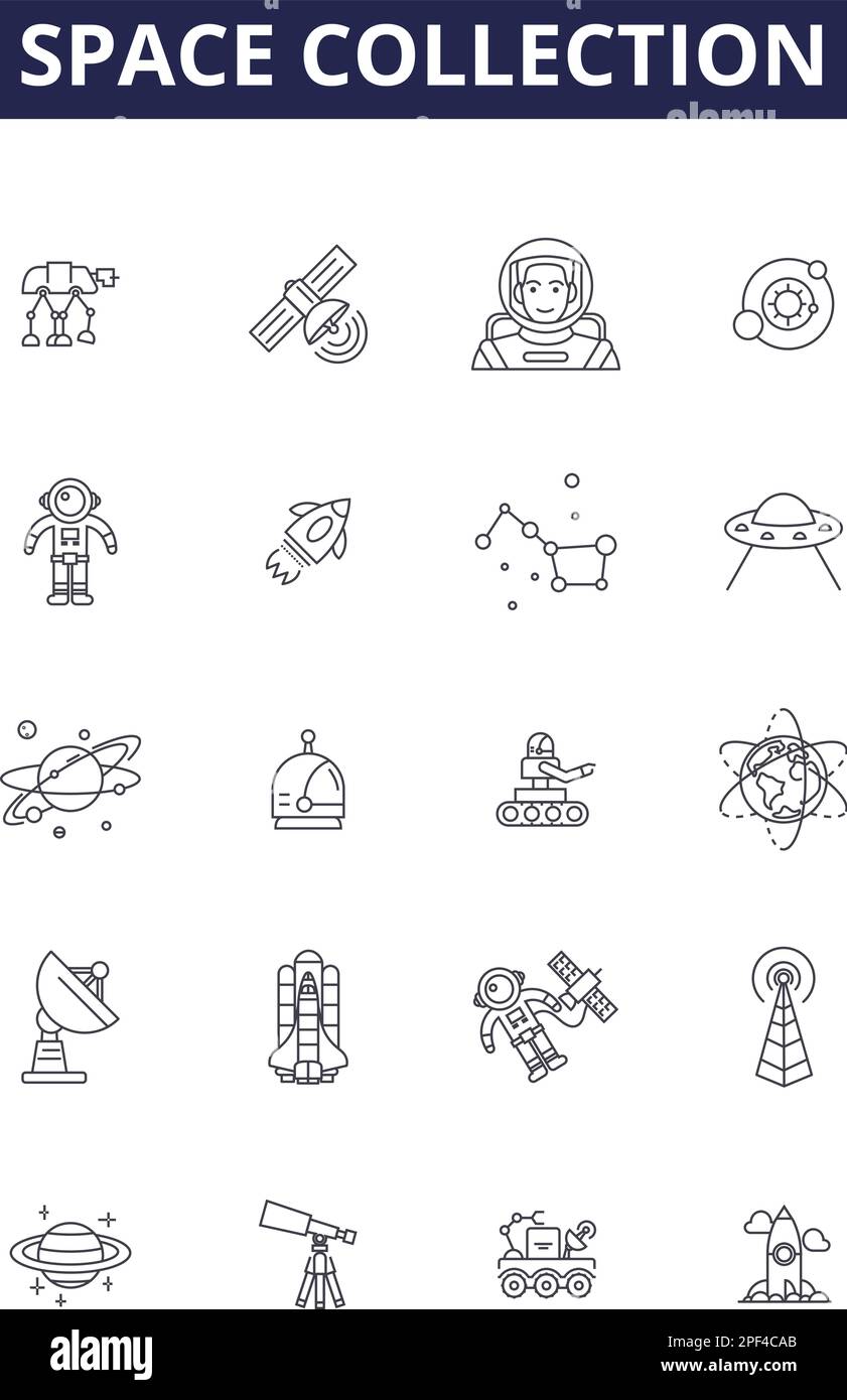 Space collection line vector icons and signs. Collection, Astronomy ...