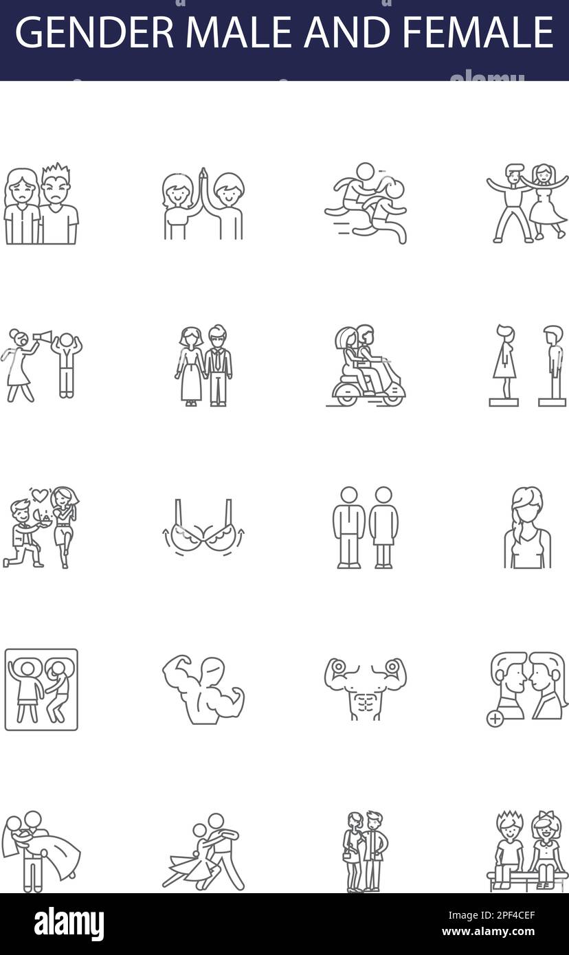 Gender male and female line vector icons and signs. female, gender ...