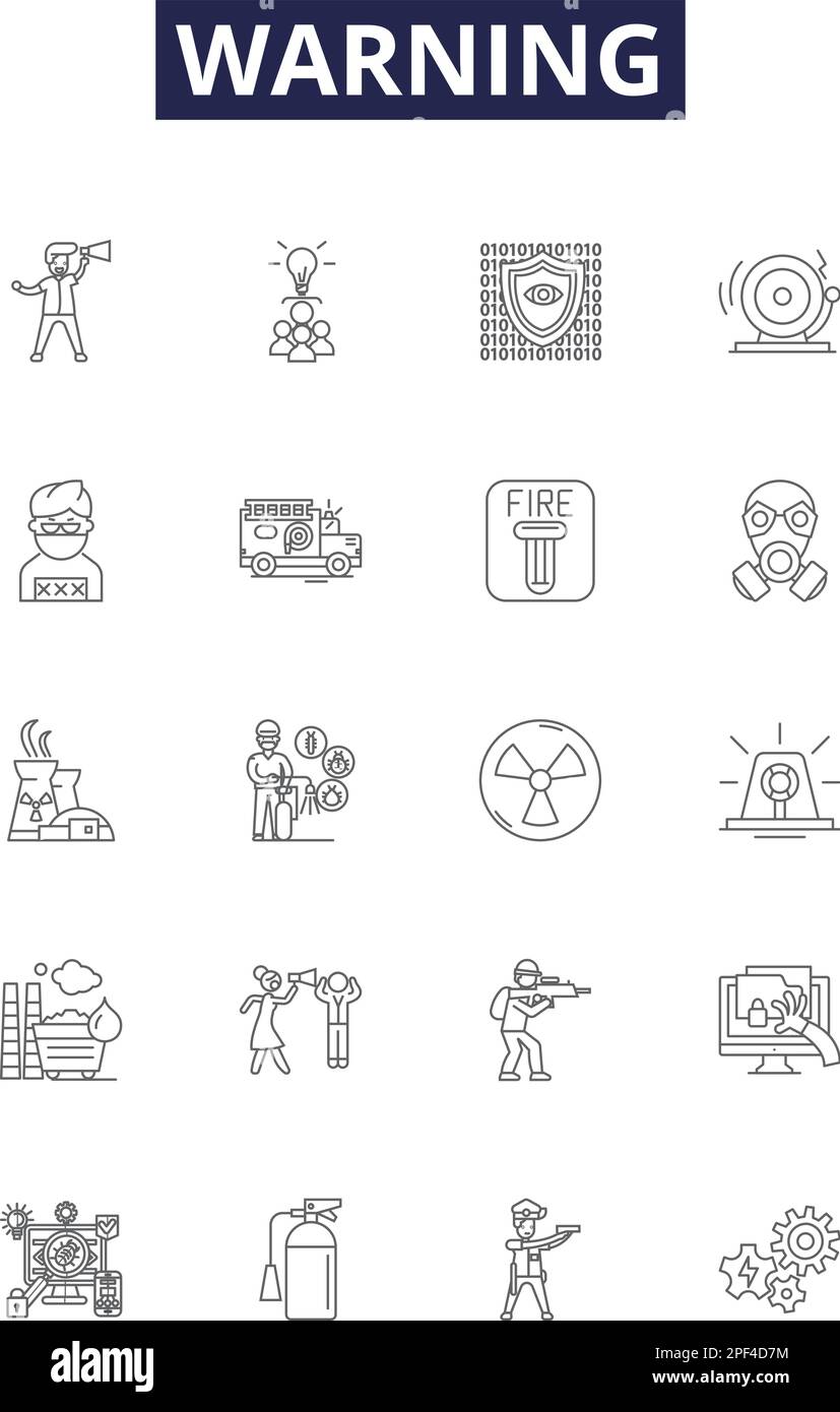 Warning line vector icons and signs. caution, admonish, notify ...