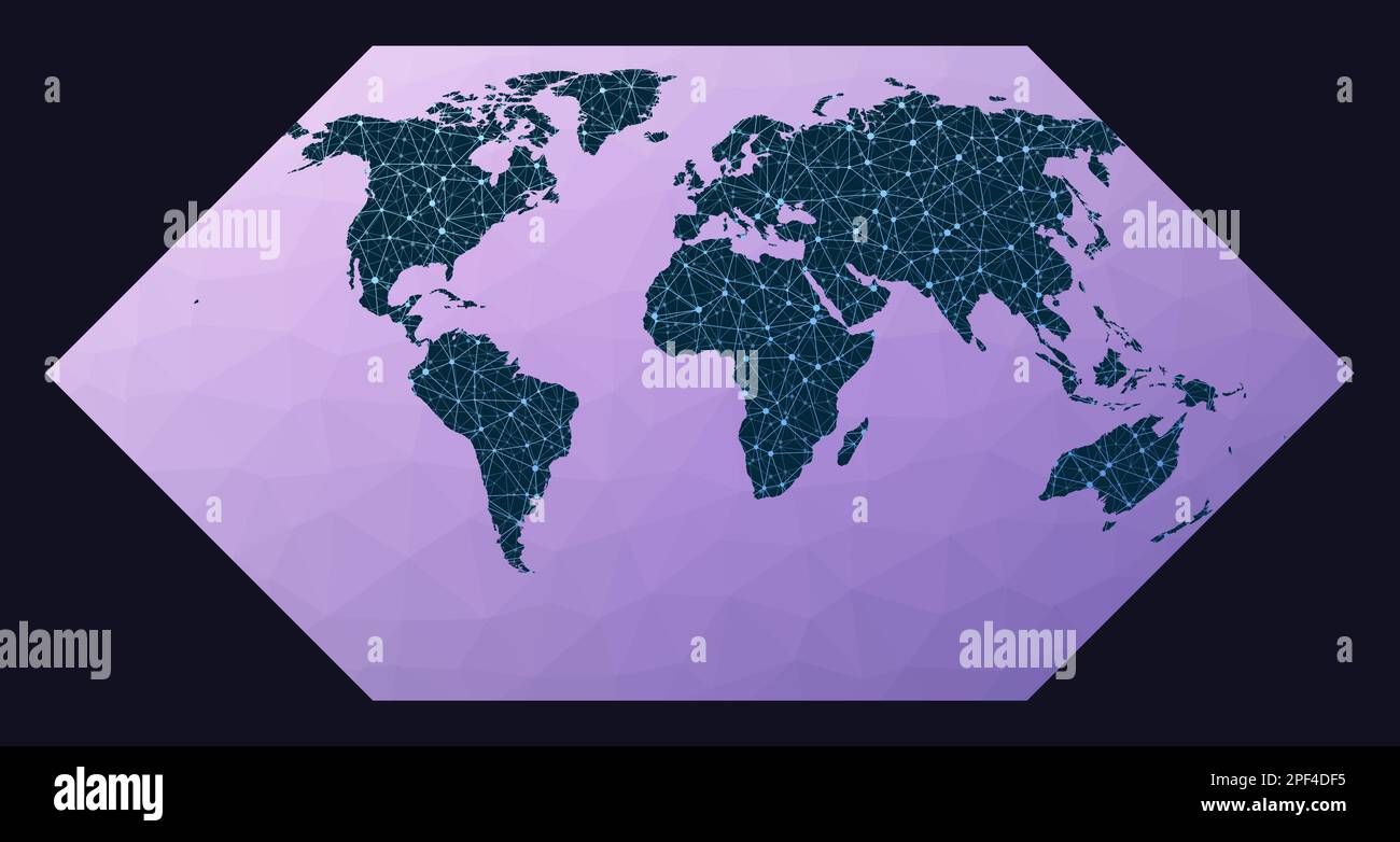 Illustration of global network. Eckert I projection. World network map ... Illustration of global network. Eckert I projection. World network map ...