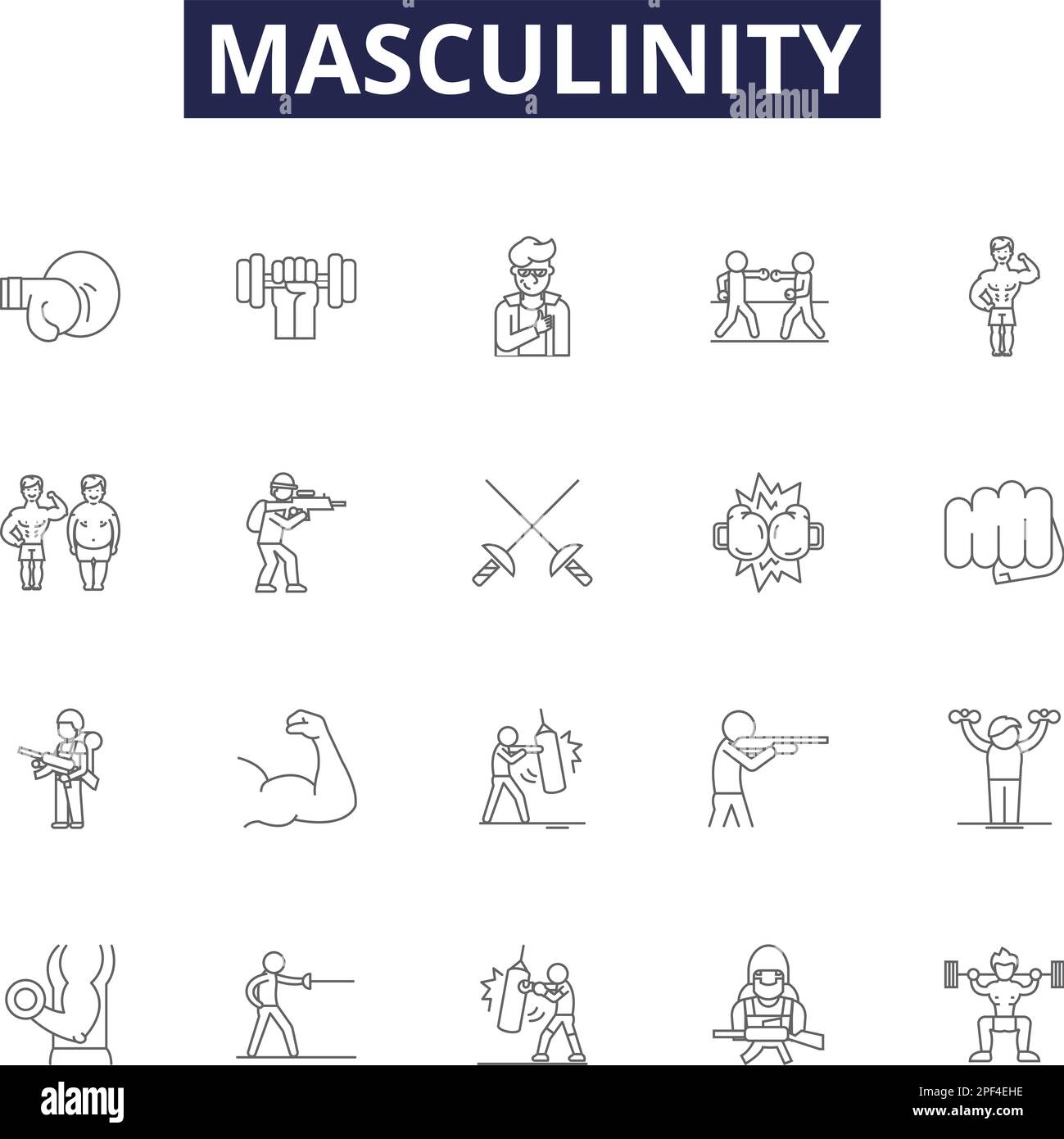 Masculinity line vector icons and signs. Strength, Toughness ...