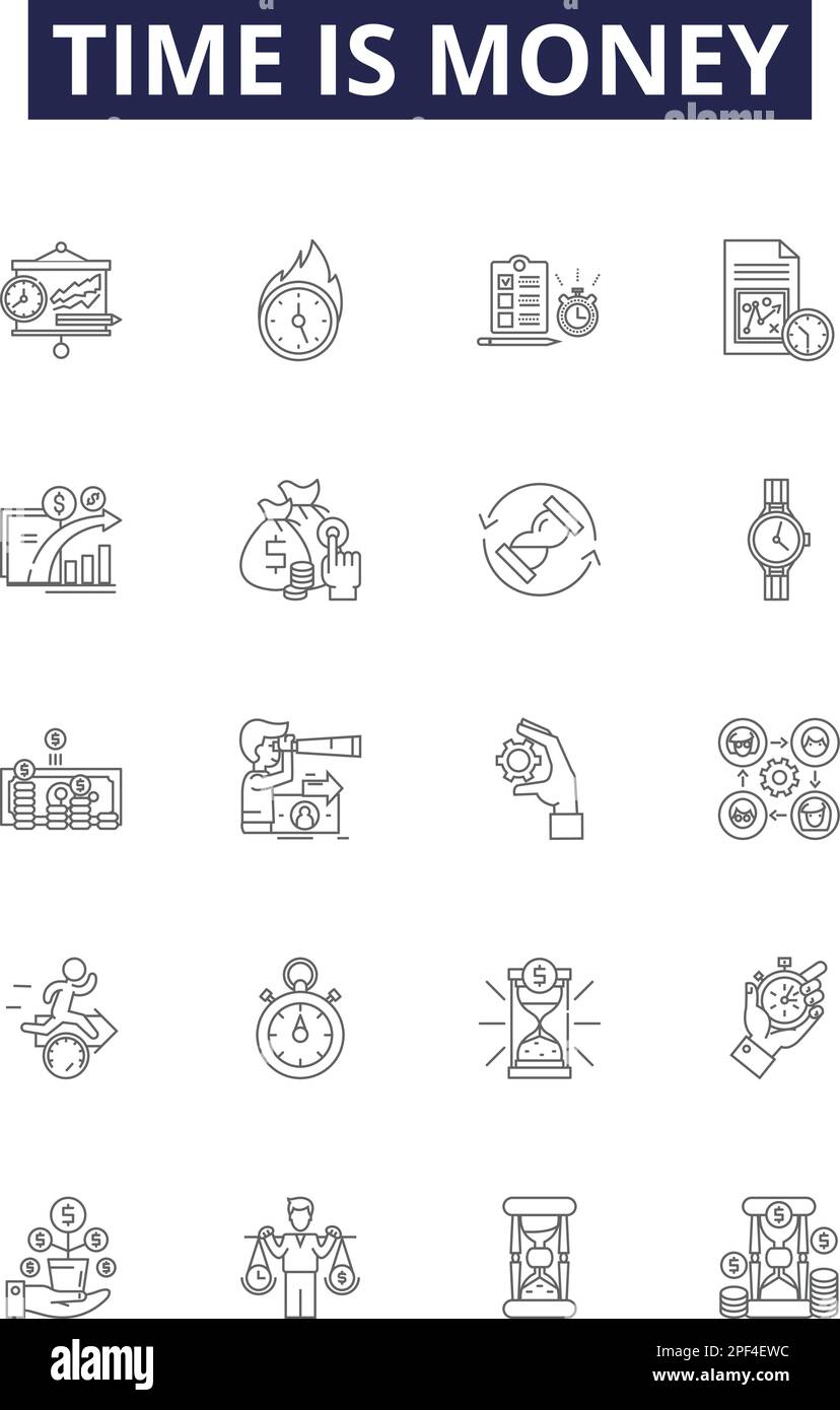 Time is money line vector icons and signs. Precious, Expensive ...