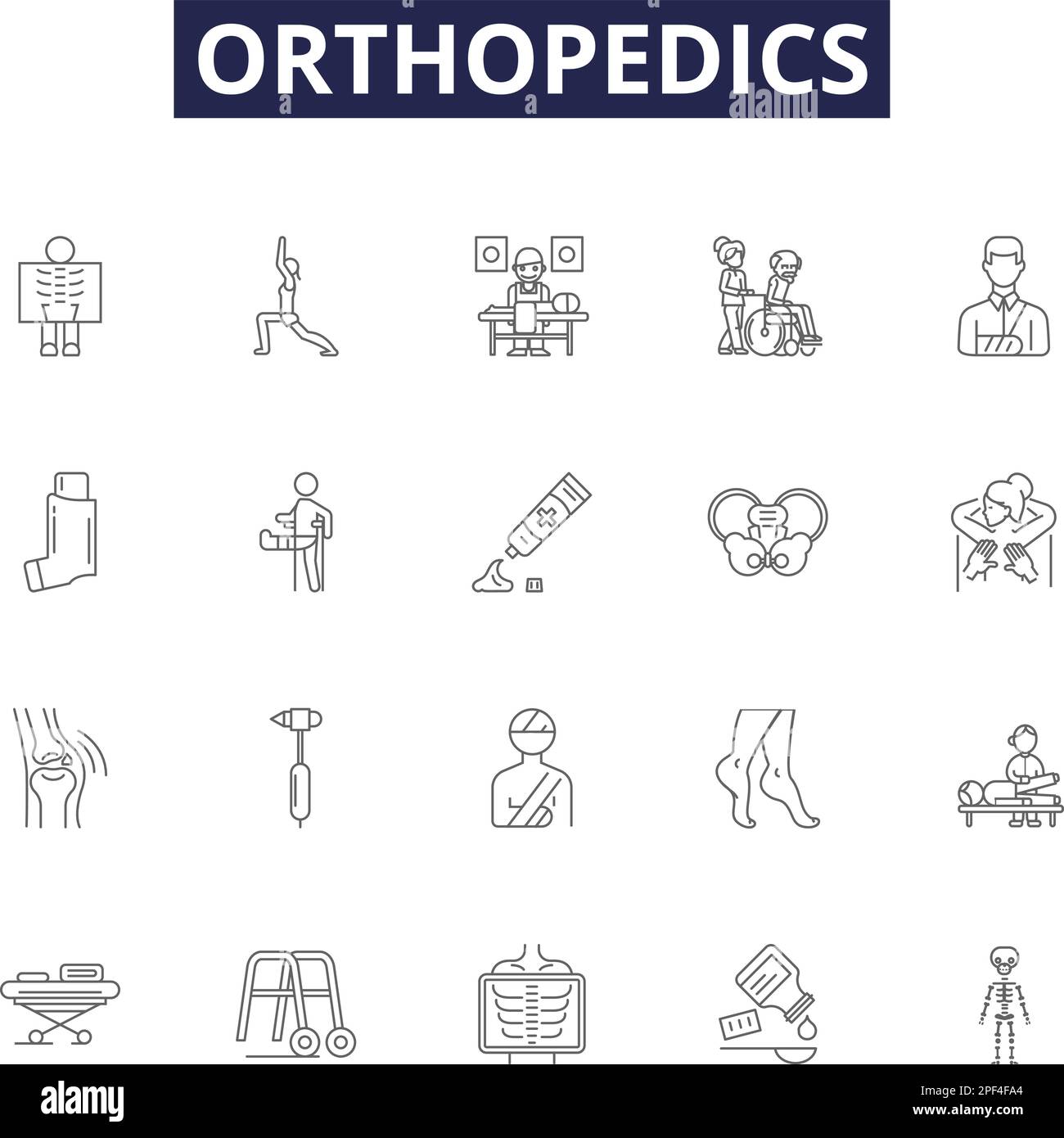 Orthopedics line vector icons and signs. Bones, Joints, Muscles ...