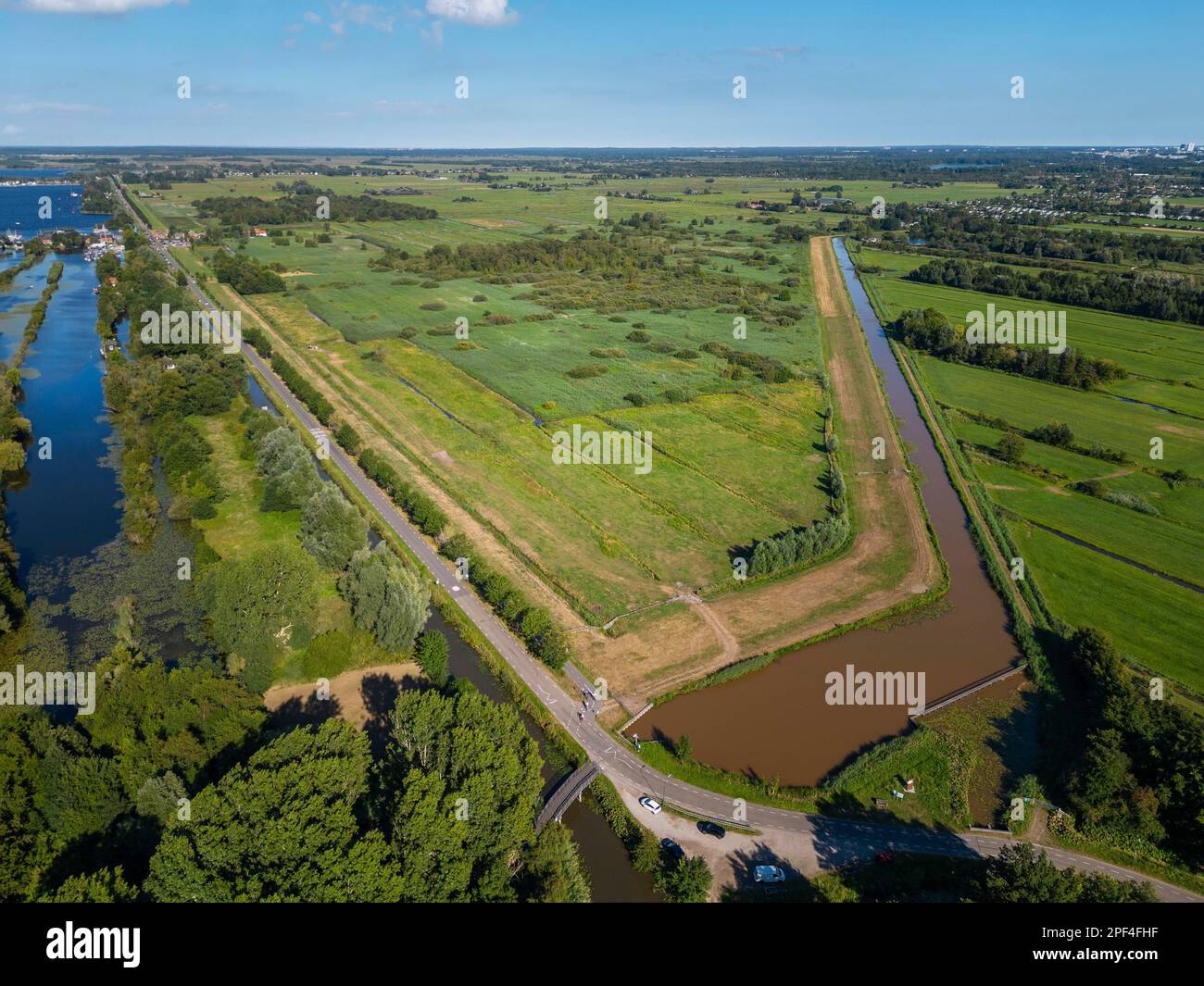 Aerial view with landscape of the nature reserve near Tienhoven, North ...