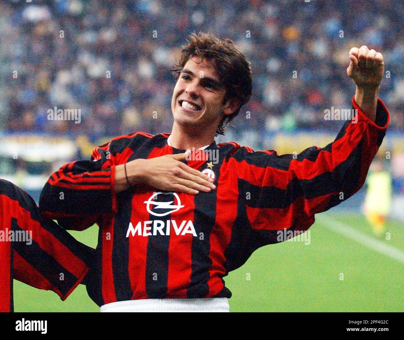 AC Milan Brazilian soccer star Ricardo Kaka' celebrates after scoring ...