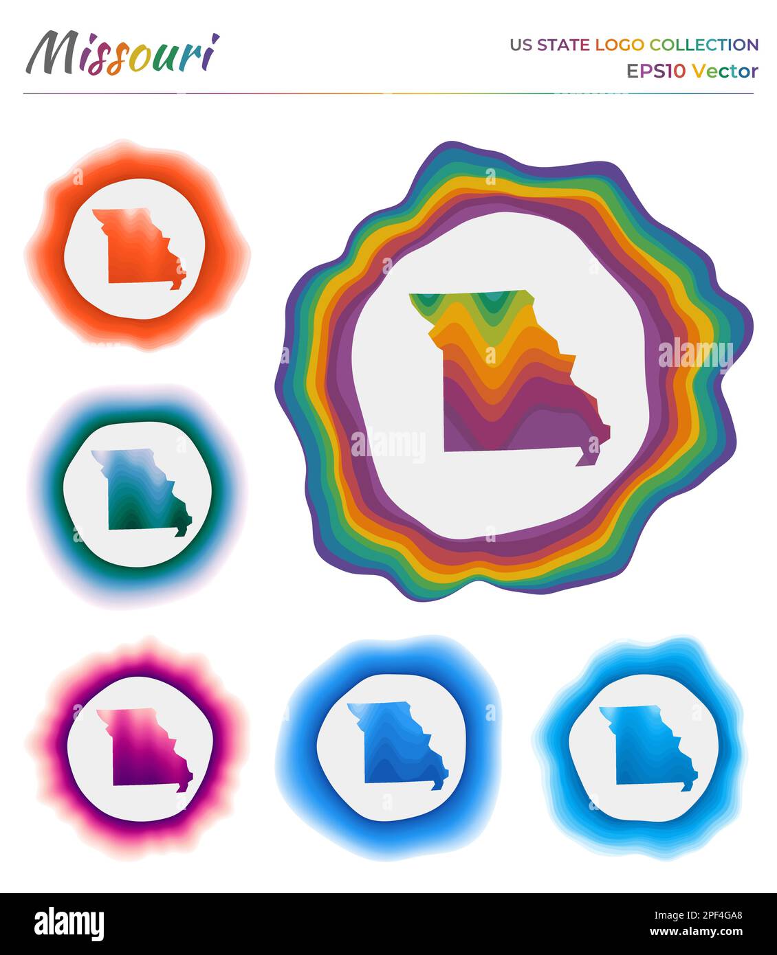 Missouri logo collection. Colorful badge of the US state. Layers around ...