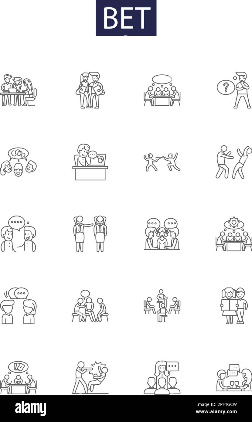 Bet line vector icons and signs. Risk, Wager, Ante, Stake, Lay, Punt ...
