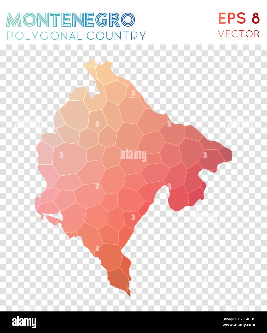 Montenegro polygonal map, mosaic style country. Stunning low poly style ...