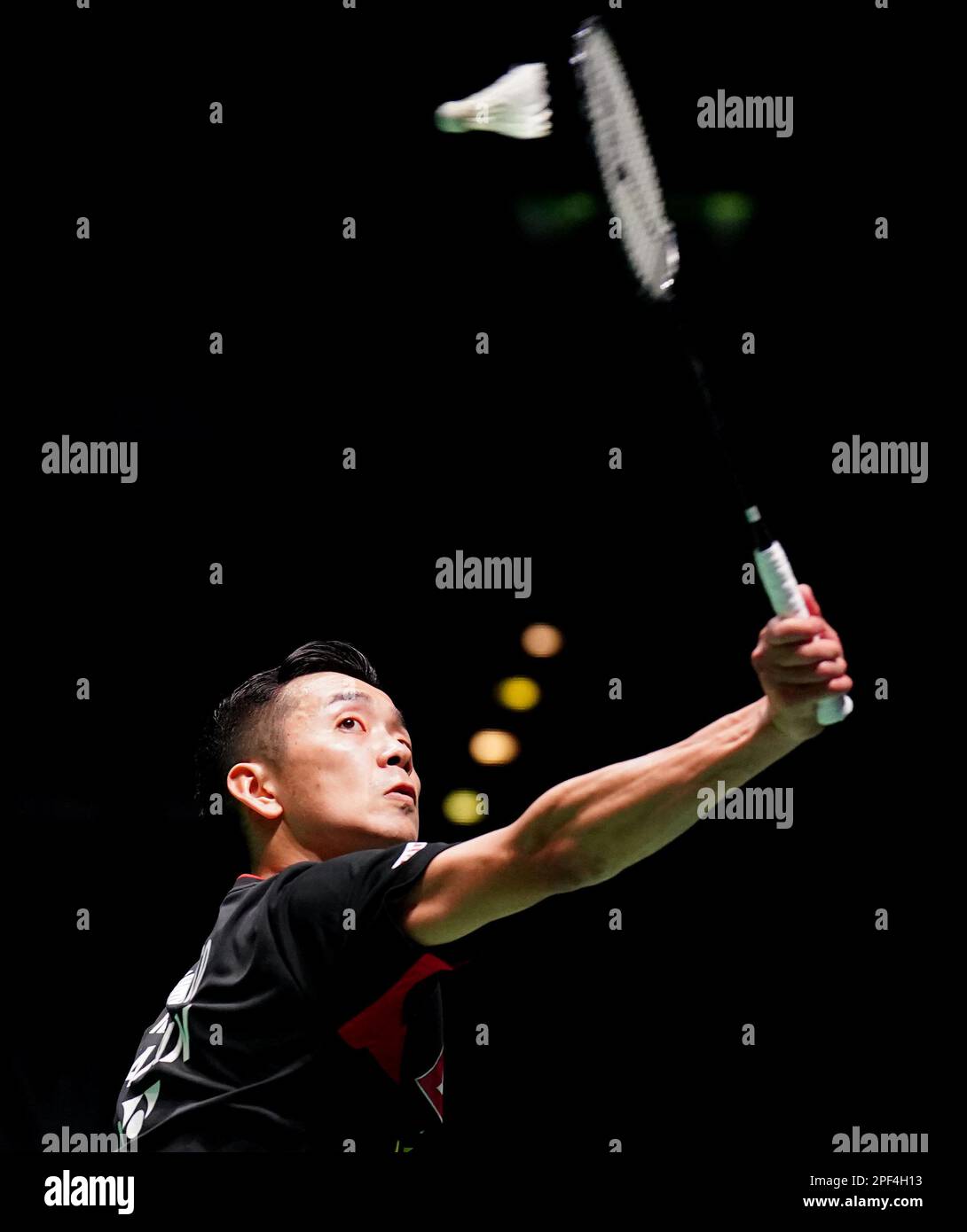 Japan's Kenta Nishimoto in action against Malaysia's Lee Zii Jia (not ...
