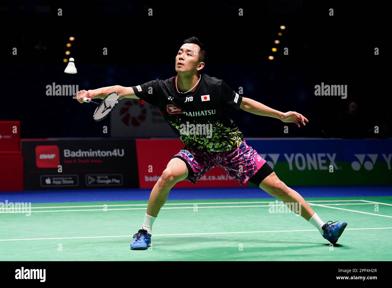 Japan's Kenta Nishimoto in action against Malaysia's Lee Zii Jia (not ...