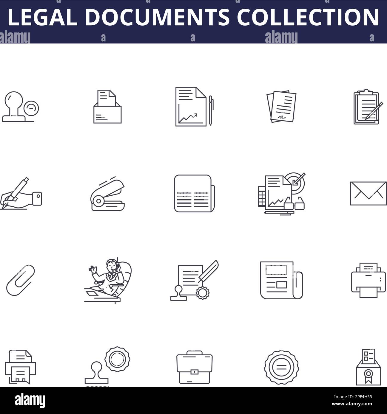 Legal Documents Collection Line Vector Icons And Signs Documents