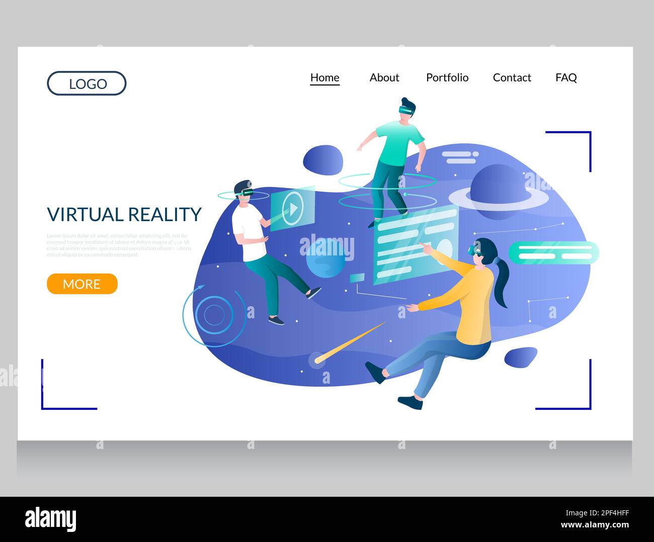 Virtual reality vector website landing page design template Stock ...