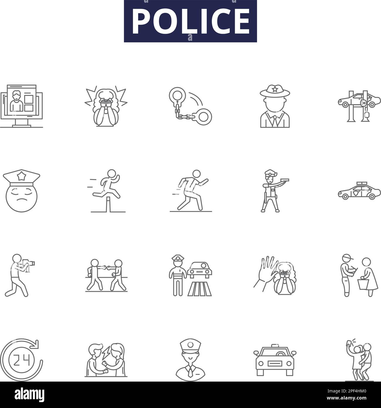 Police Line Vector Icons And Signs Force Law Enforce Patrol