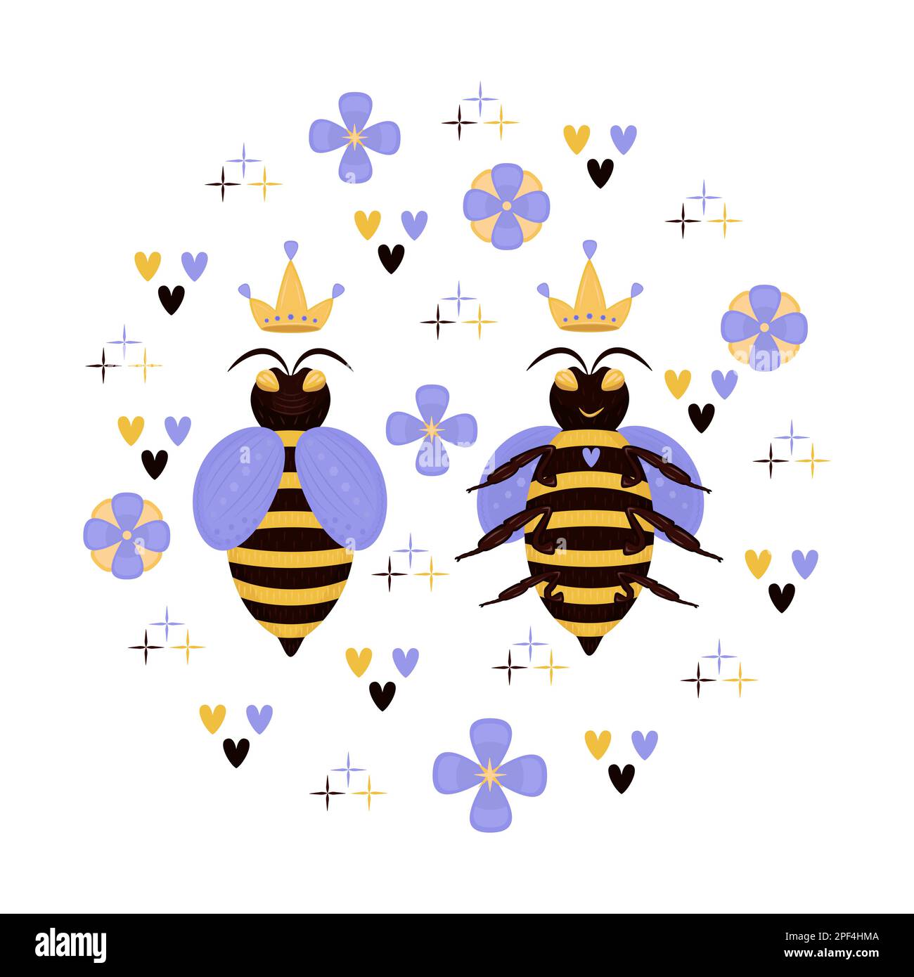 Composition of bee queen, colorful illustration Stock Vector Image ...