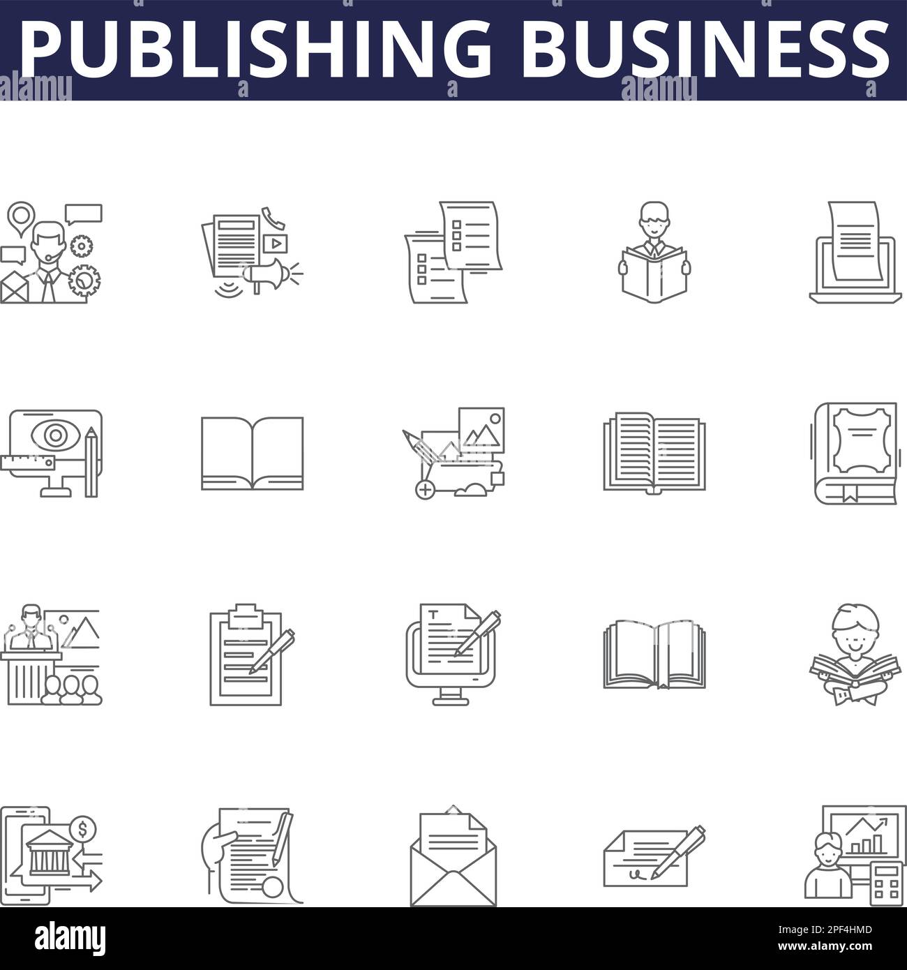 Publishing business line vector icons and signs. publish, information ...
