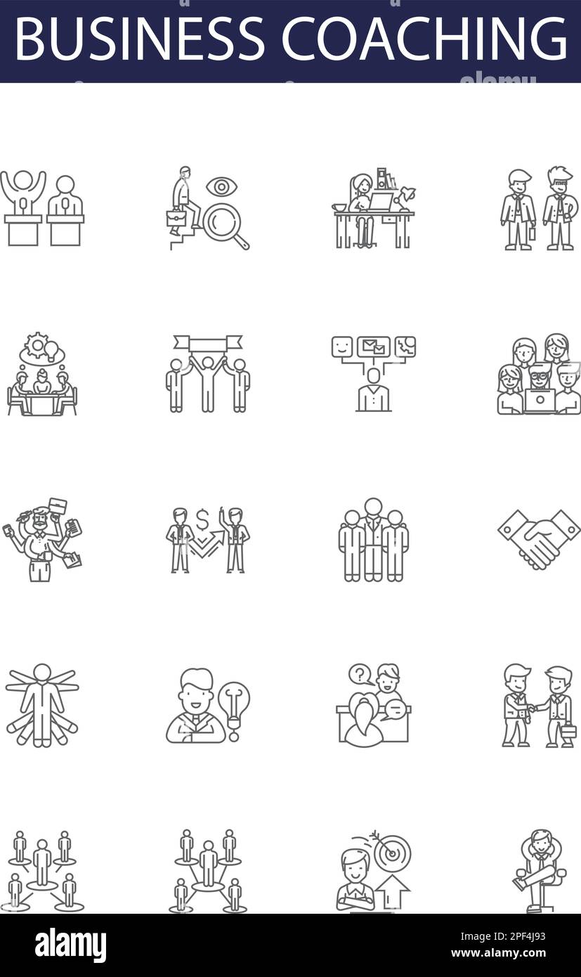 Business coaching line vector icons and signs. Business, Consulting, Mentoring, Training ...