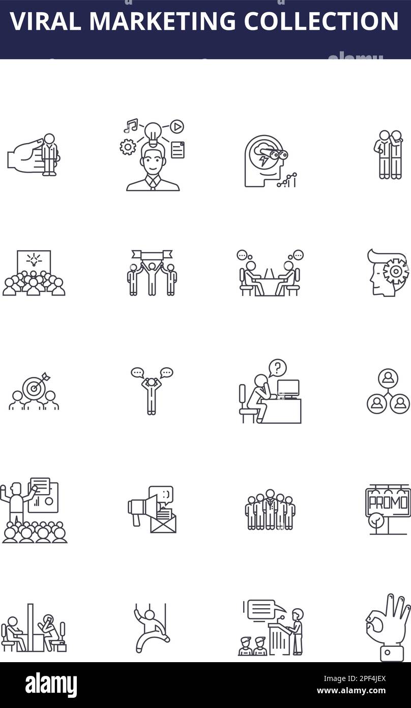 Viral marketing collection line vector icons and signs. marketing ...