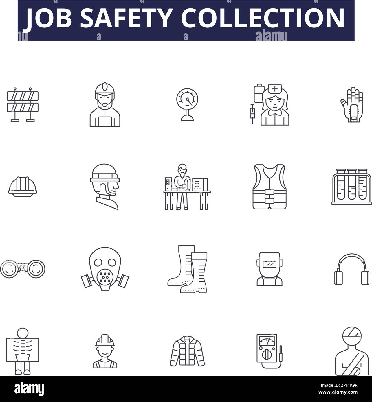 Job safety collection line vector icons and signs. work, safety, worker ...