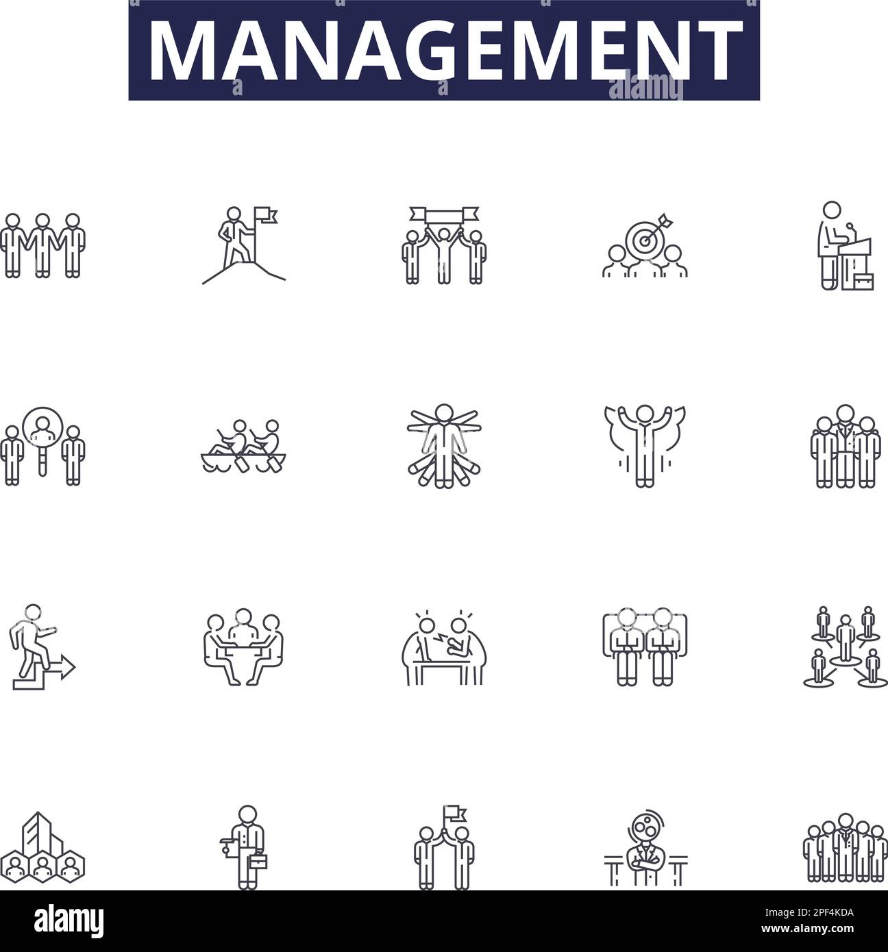 Management line vector icons and signs. Direct, Organize, Plan ... Management line vector icons and signs. Direct, Organize, Plan ...