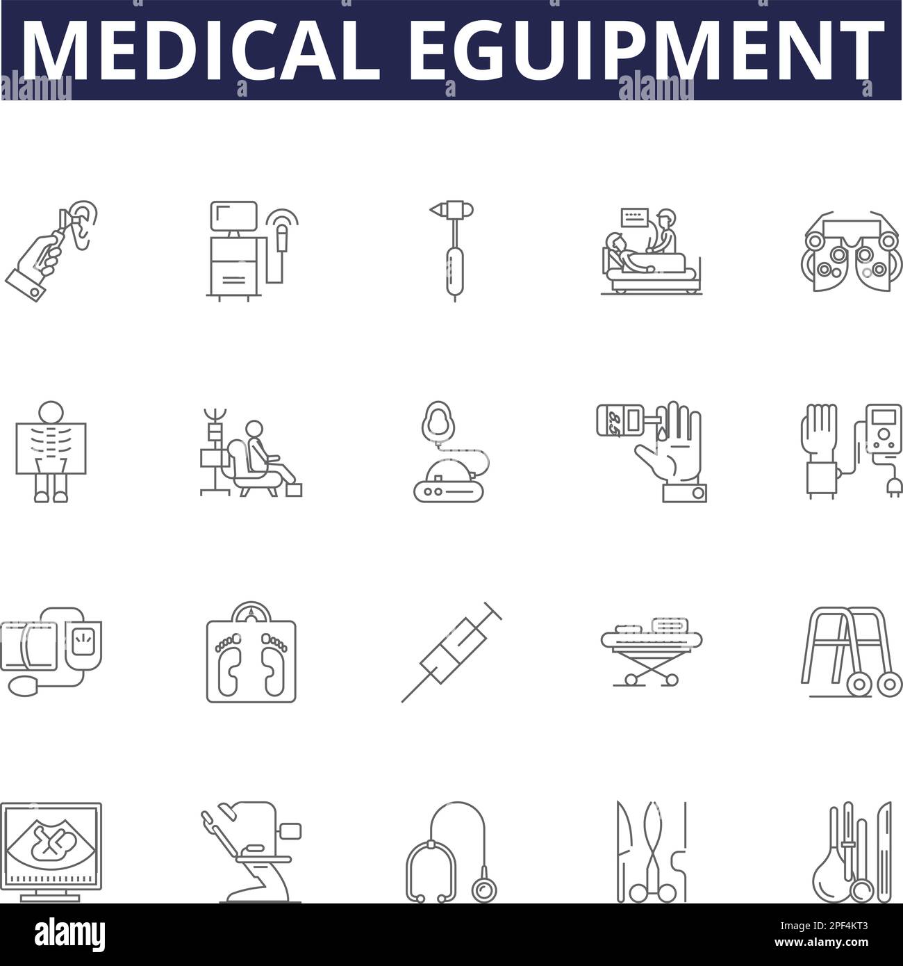 Medical eguipment line vector icons and signs. Equipment, Stethoscope ...