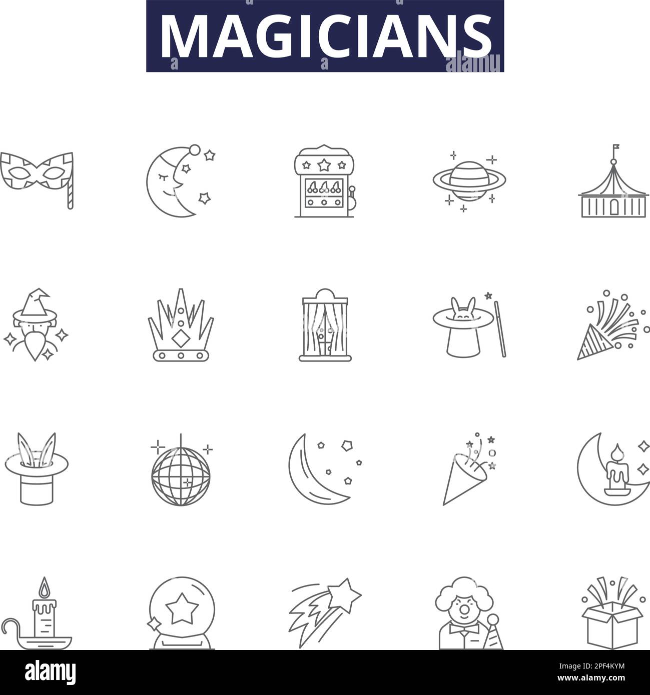 Magicians line vector icons and signs. Sorcerer, Illusionist, Wizard ...