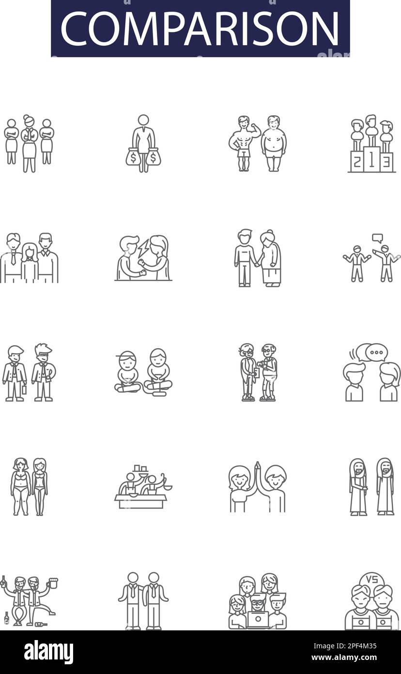 Comparison line vector icons and signs. Contrast, Differentiate, Relate ...