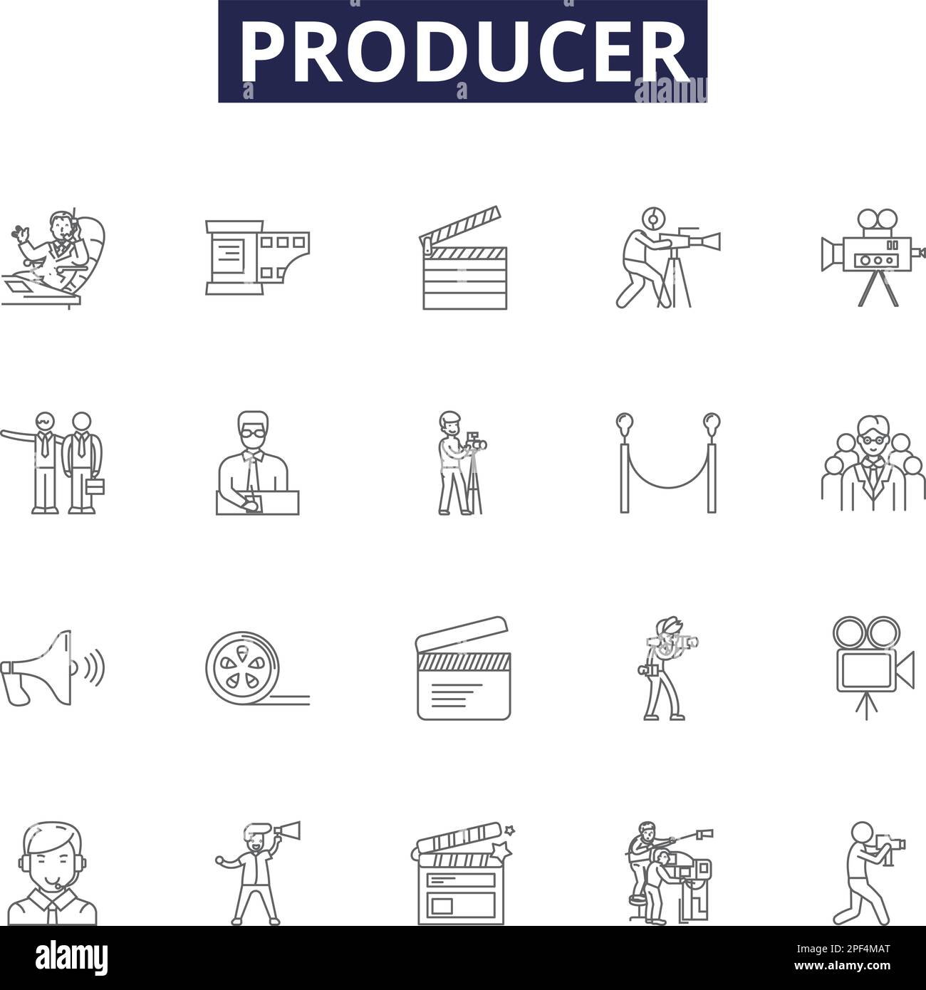 Producer line vector icons and signs. Maker, Creator, Originator ...