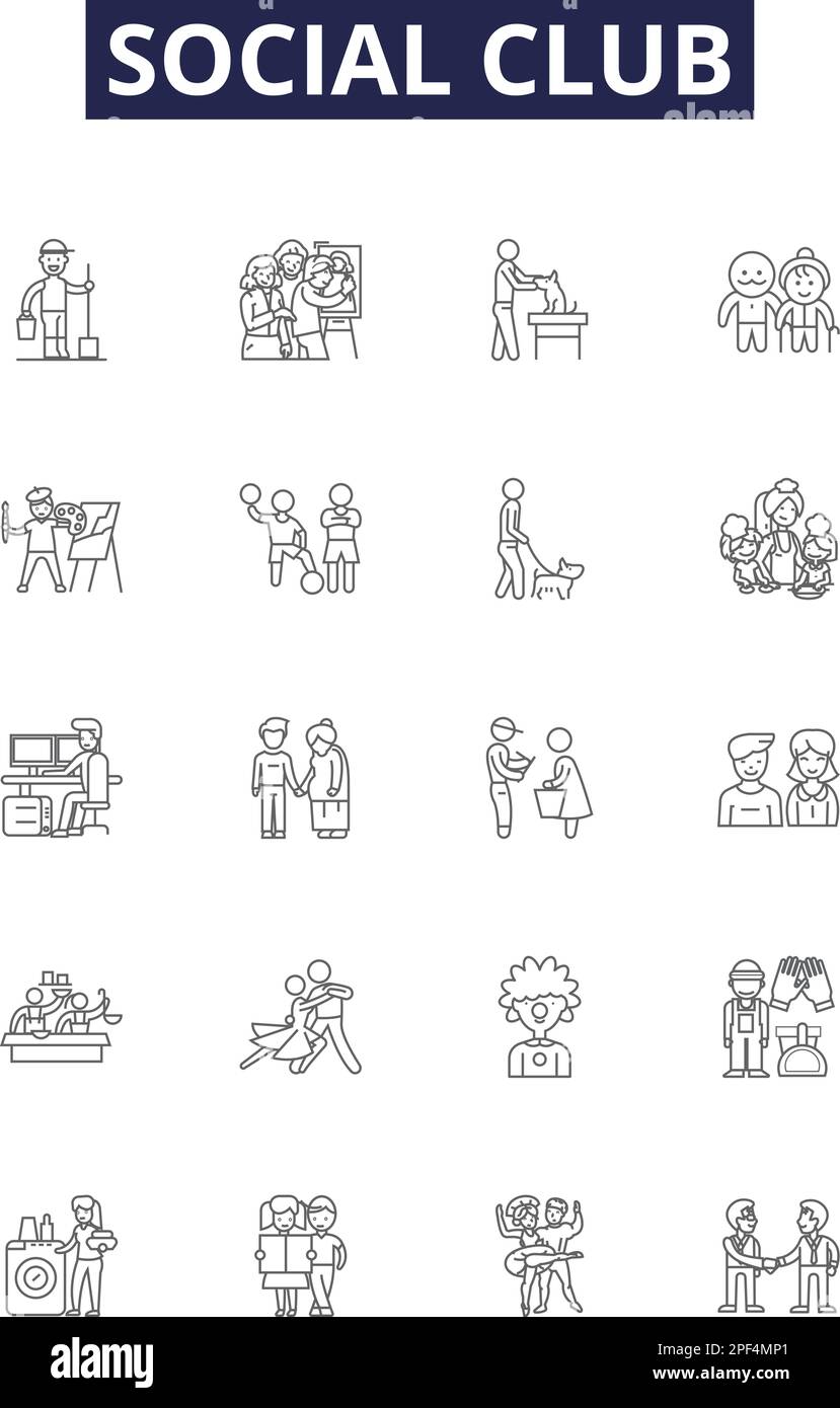 Social club line vector icons and signs. society, fellowship ...