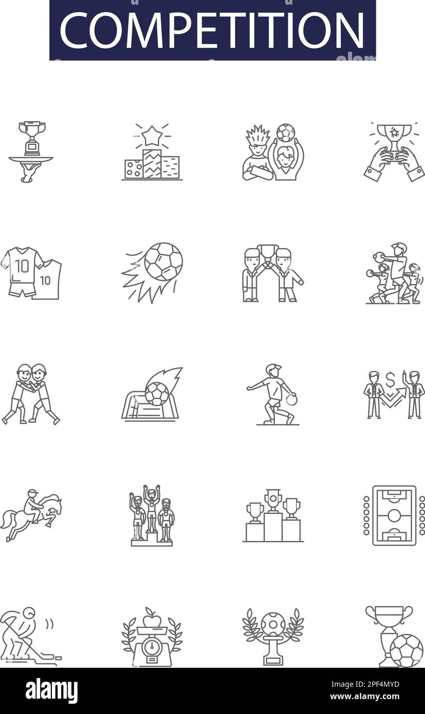 Competition line vector icons and signs. Rivalry, Contestant, Bout ...