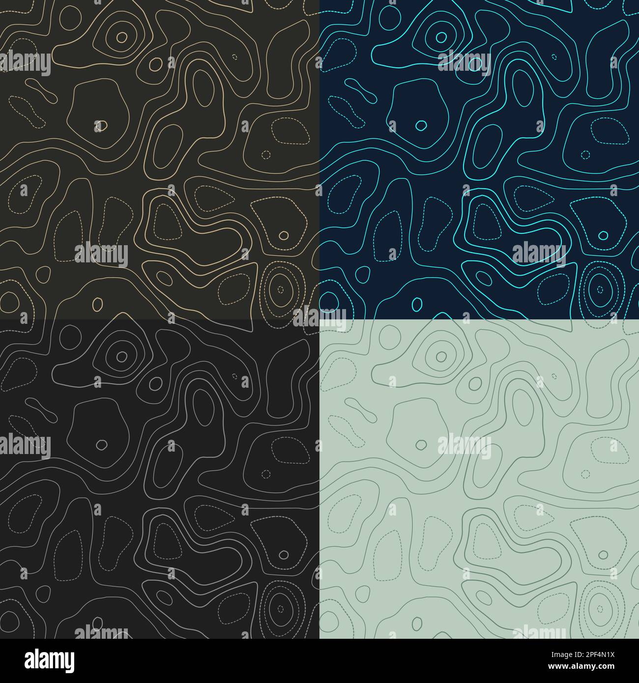 Topography patterns. Seamless elevation map tiles. Amazing isoline ...