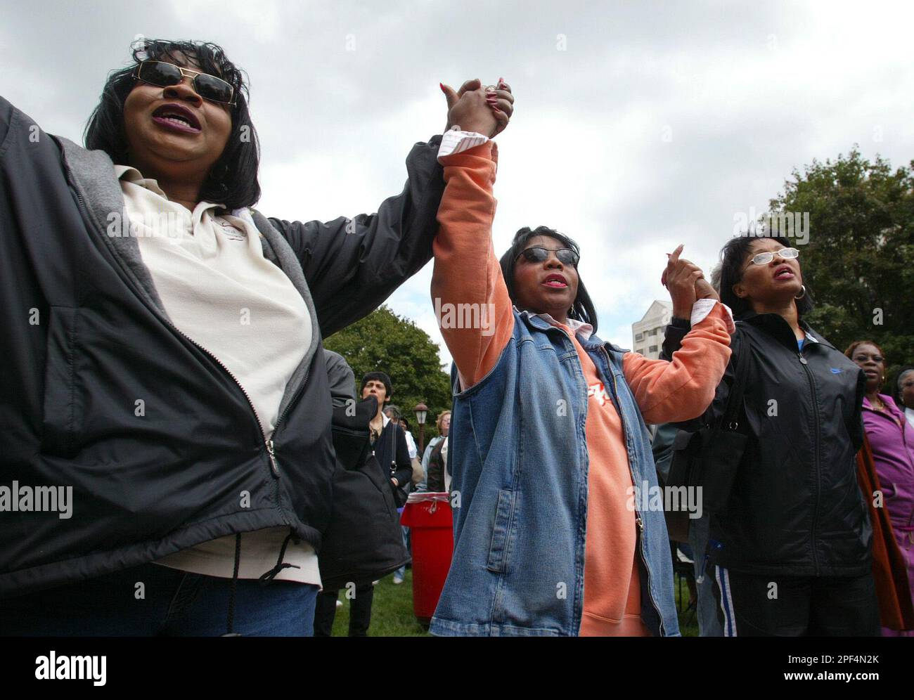 Detroit teachers Sharon Jamison of McColl Elementary, left, Clara ...