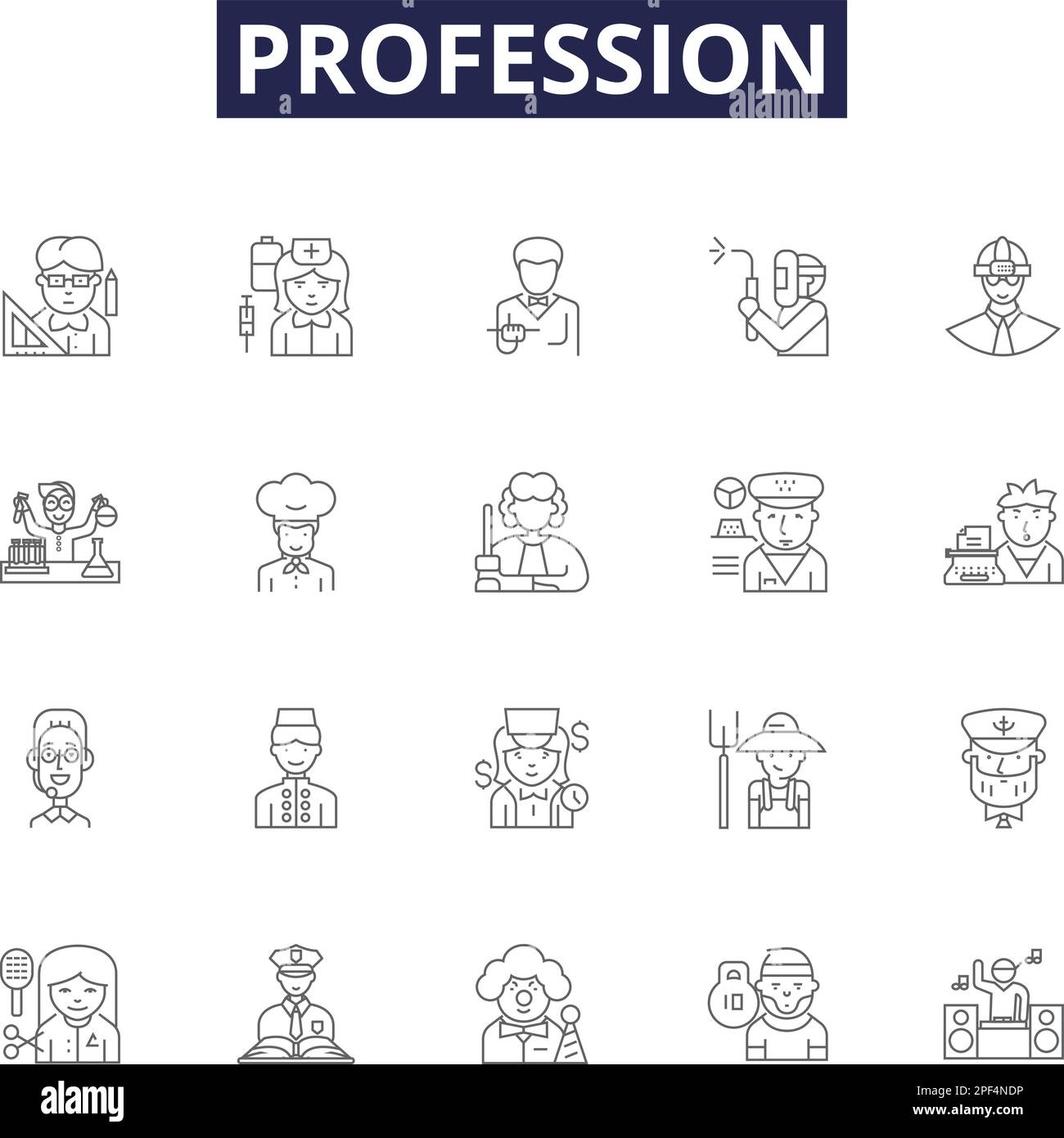 Profession line vector icons and signs. Vocation, Job, Profession ...