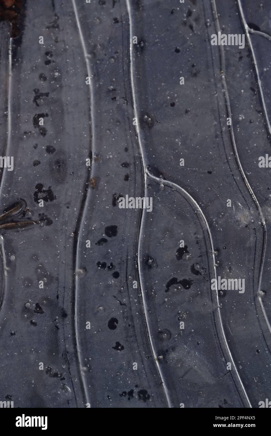 Frozen water patterns and textures, from a small frozen stream in the ...