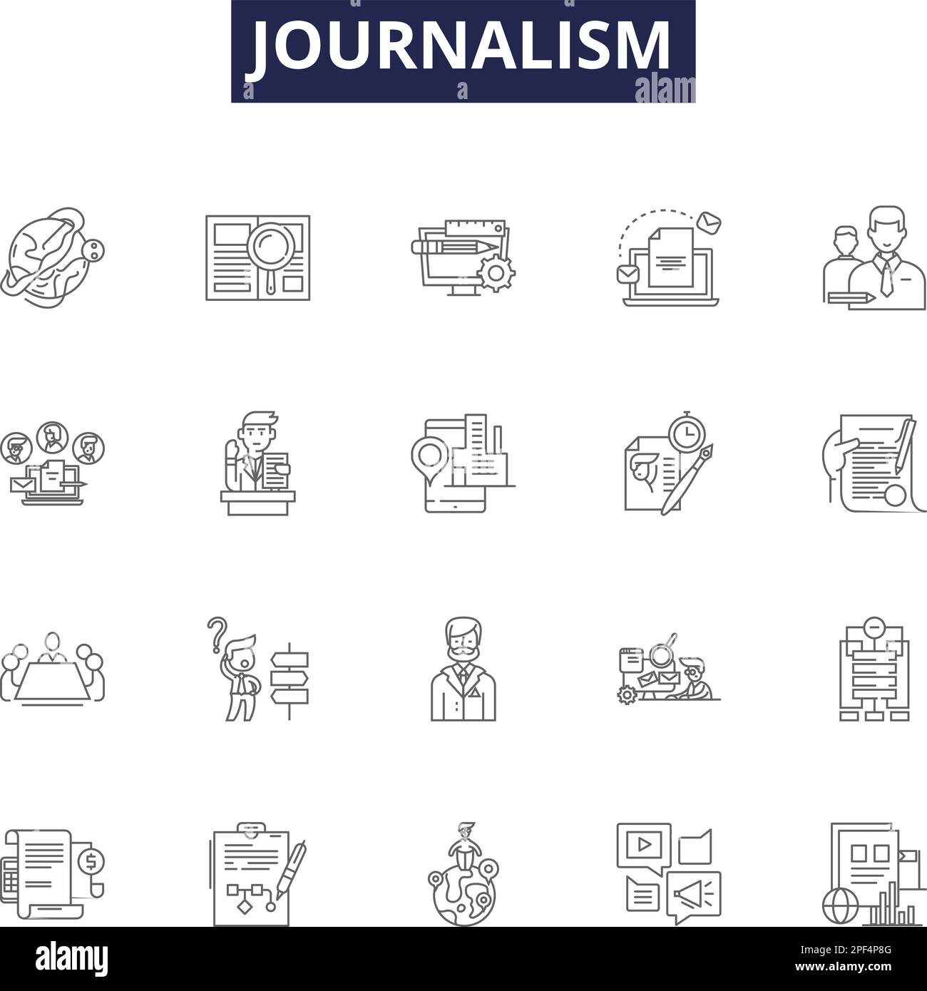 Journalism line vector icons and signs. News, Media, Story, Editor, Journalist, Writer ...