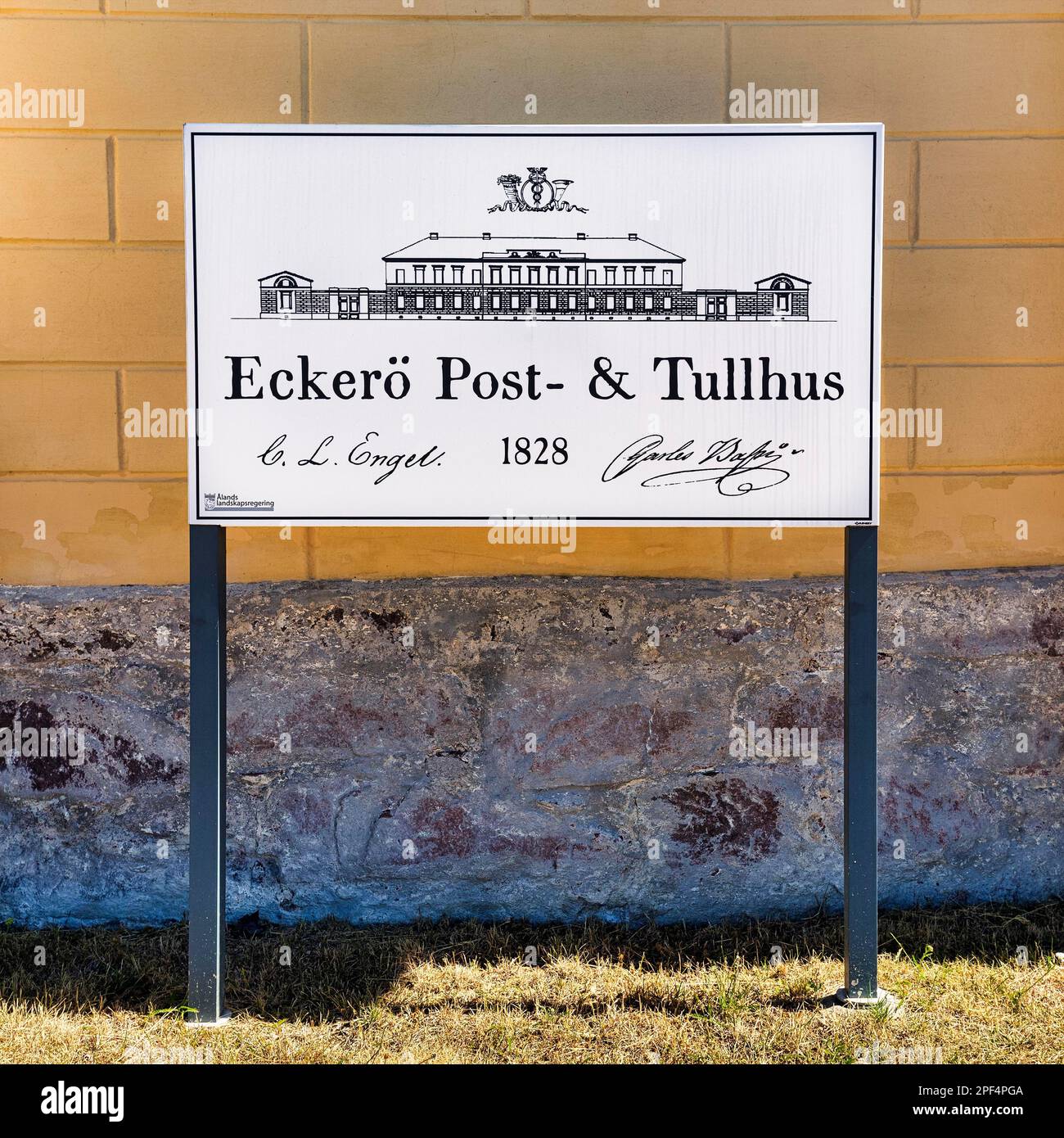 Sign, historic Post & Customs House from 1828, architects Carl Ludvig ...