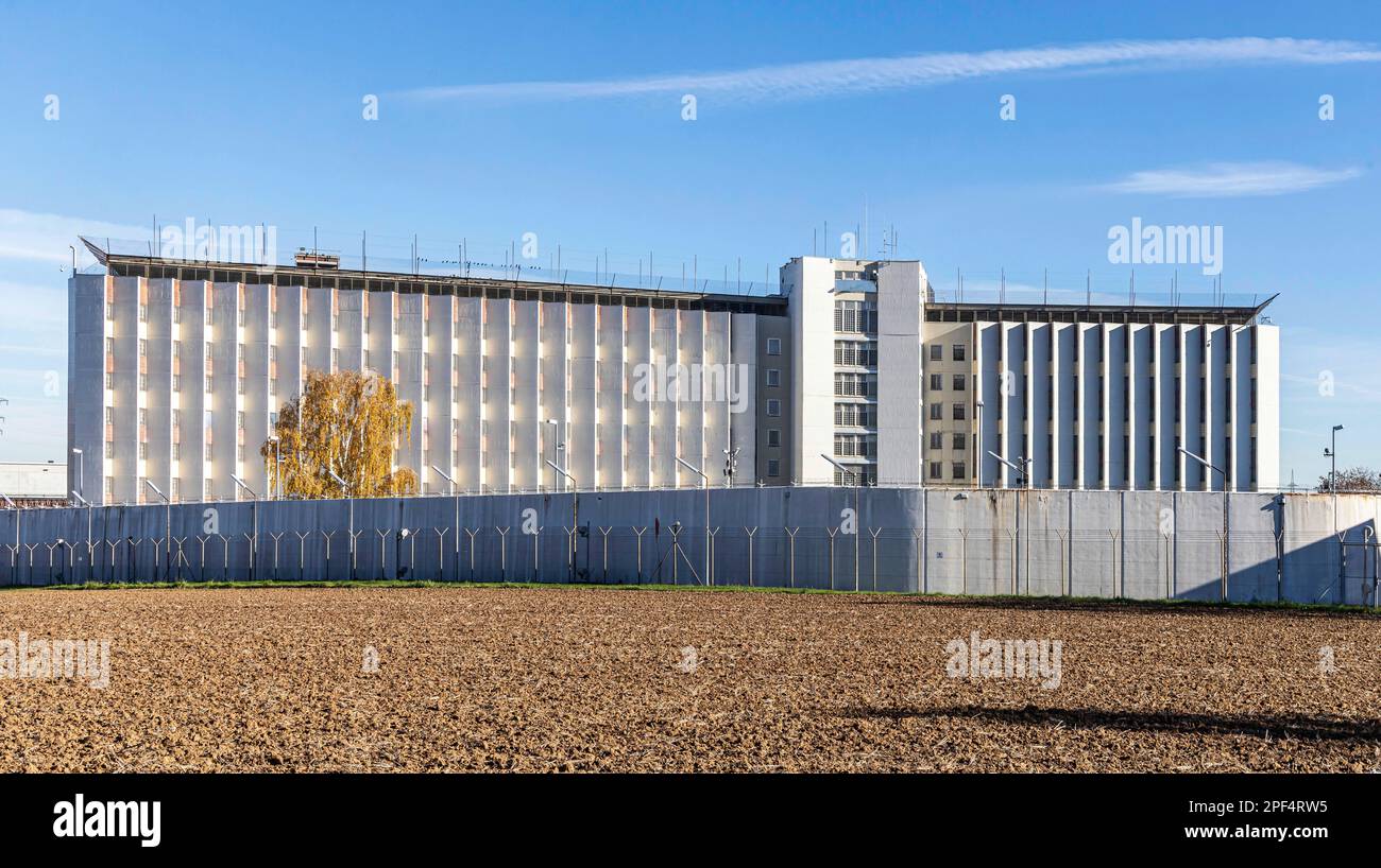 Stammheim Prison, exterior view of the prison with prison wall ...