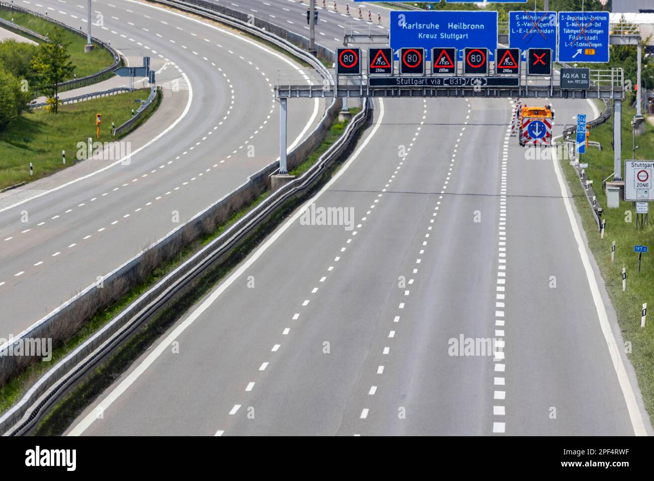 Empty lanes on A8 motorway, exit restrictions due to Corona cause empty ...