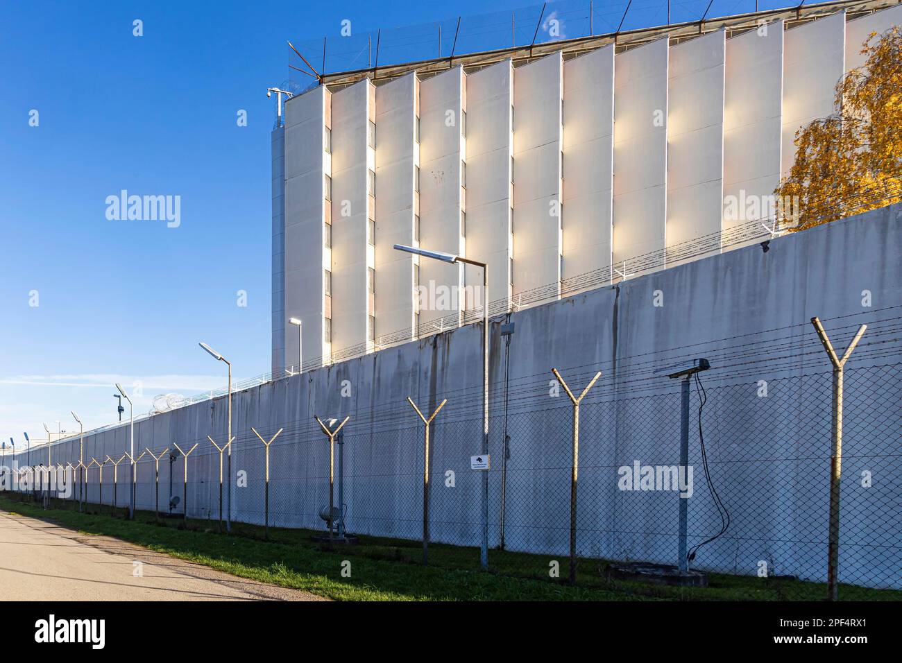 Stammheim Prison, exterior view of the prison with prison wall ...