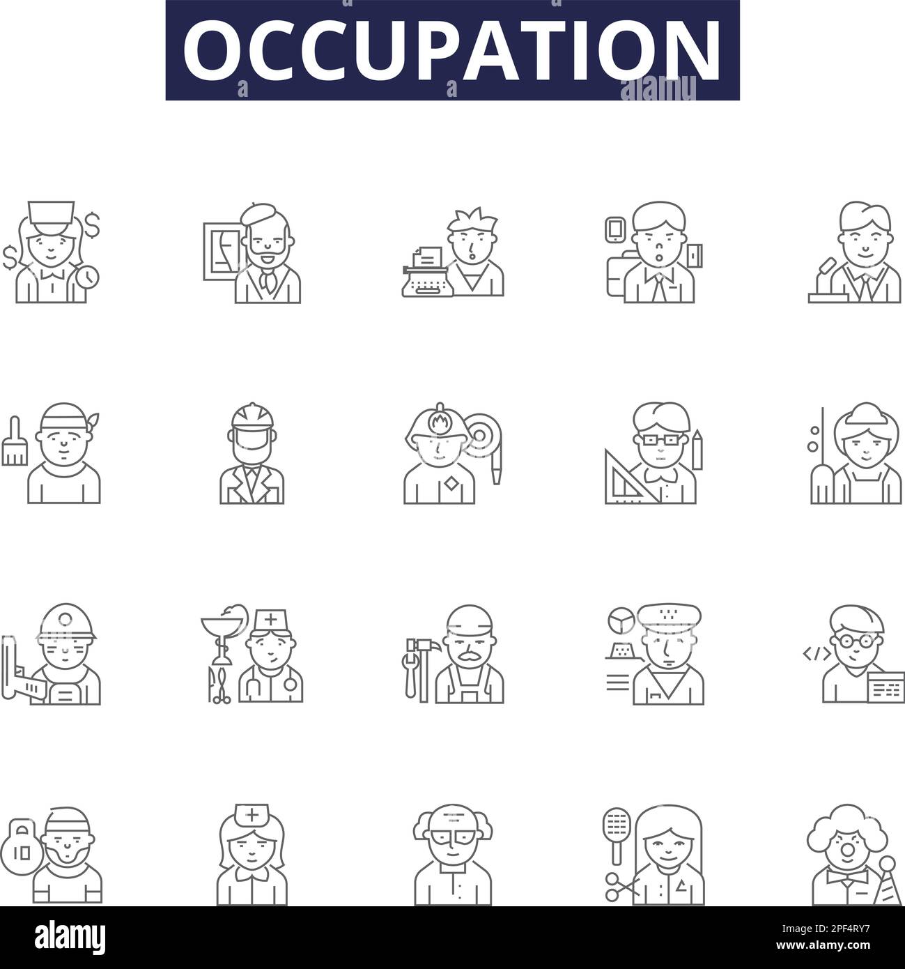 Occupation line vector icons and signs. people, therapy, occupational ...