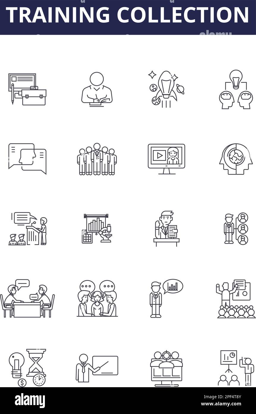 Training collection line vector icons and signs. Courses, Sessions, Programmes, Classes ...