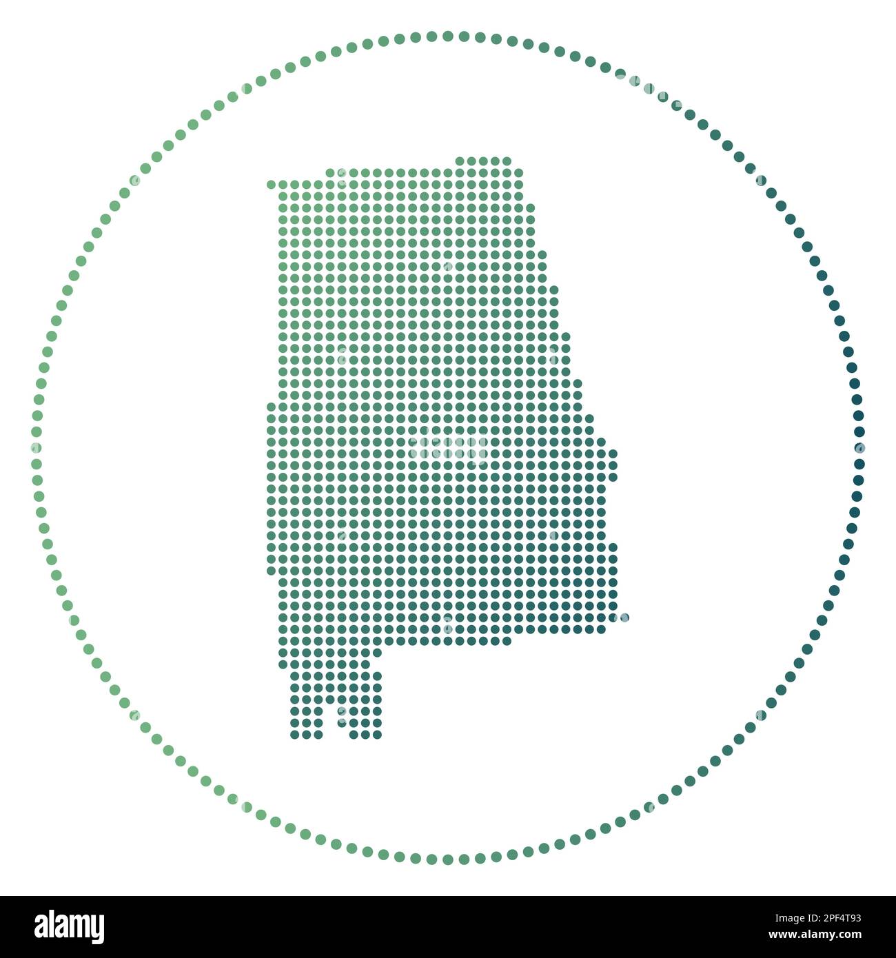 Alabama digital badge. Dotted style map of Alabama in circle. Tech icon ...
