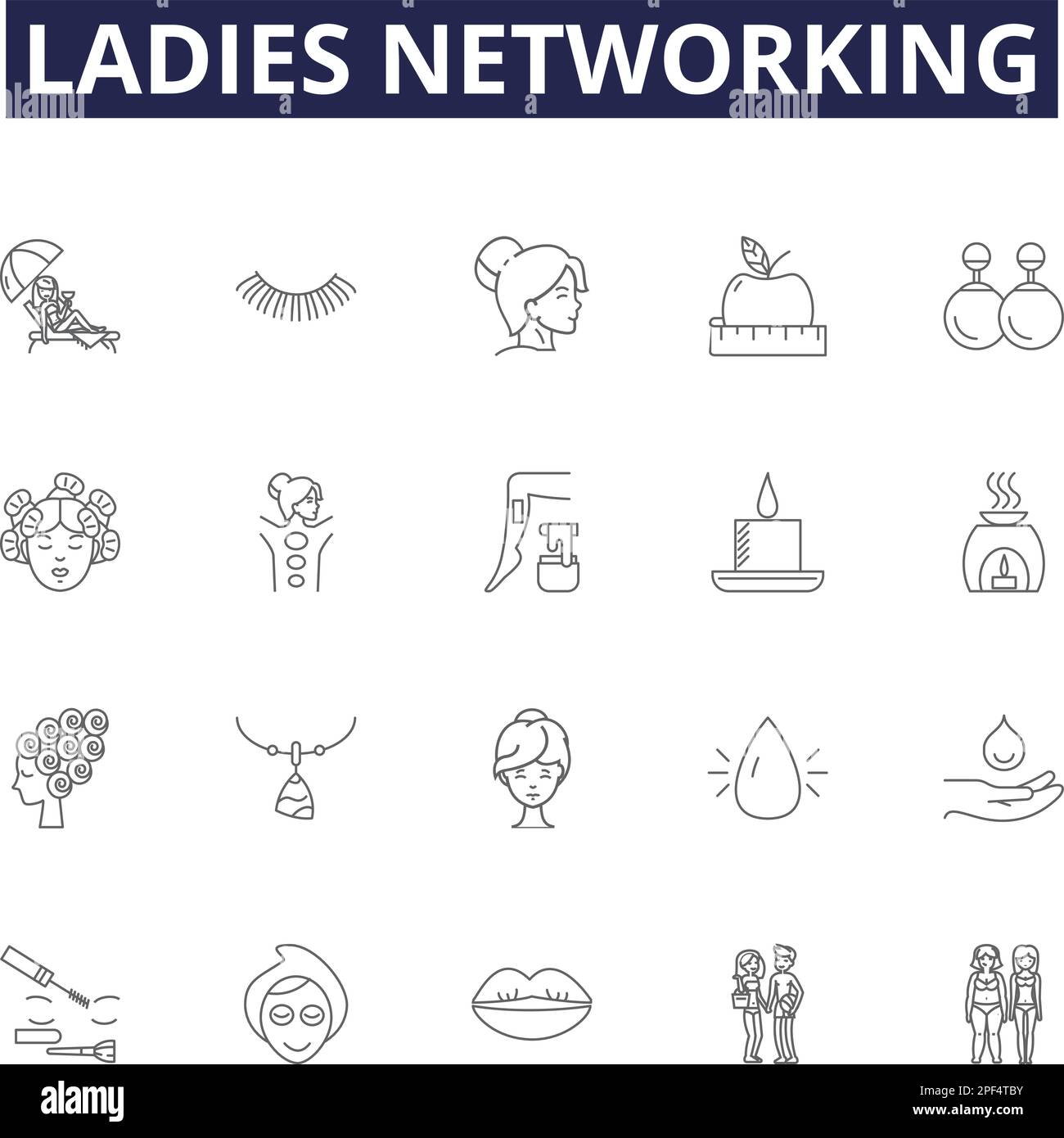 Ladies networking line vector icons and signs. Networking, Ladies ...