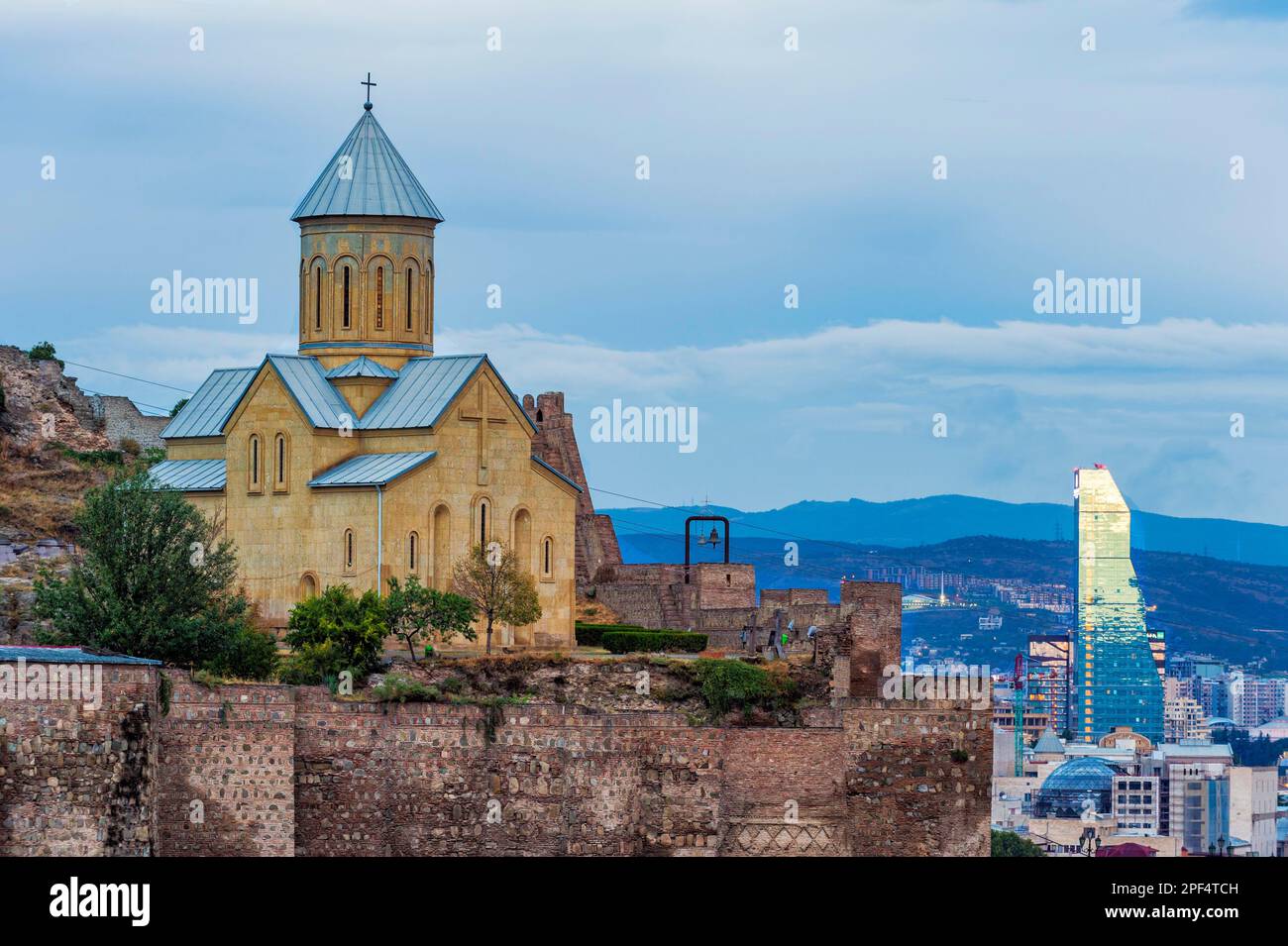 Overview of Saint Nicholas Church and Tbilisi at dawn, Georgia ...